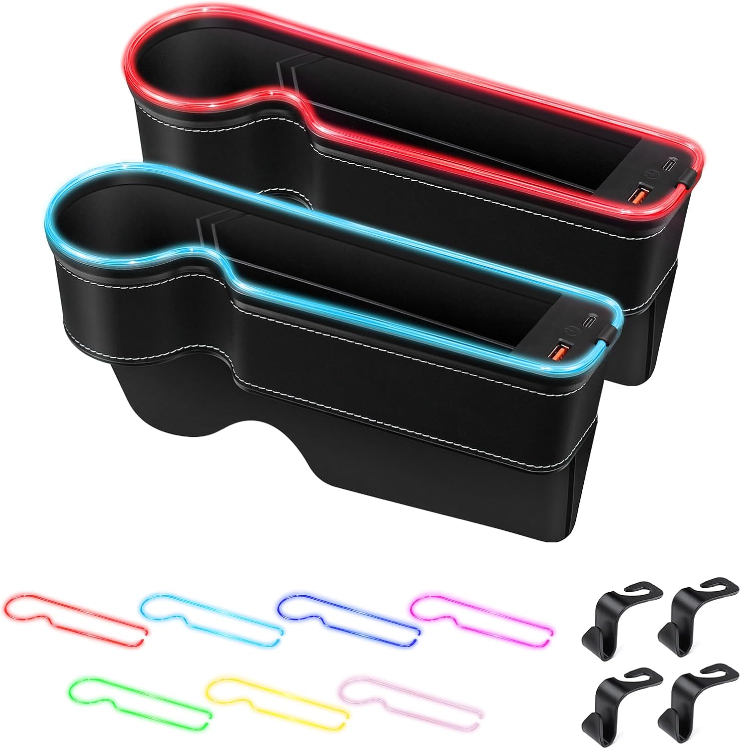 Amazon.com: Sze 2 Pack Car Seat Gap Filler Organizer with USB/Type C ...