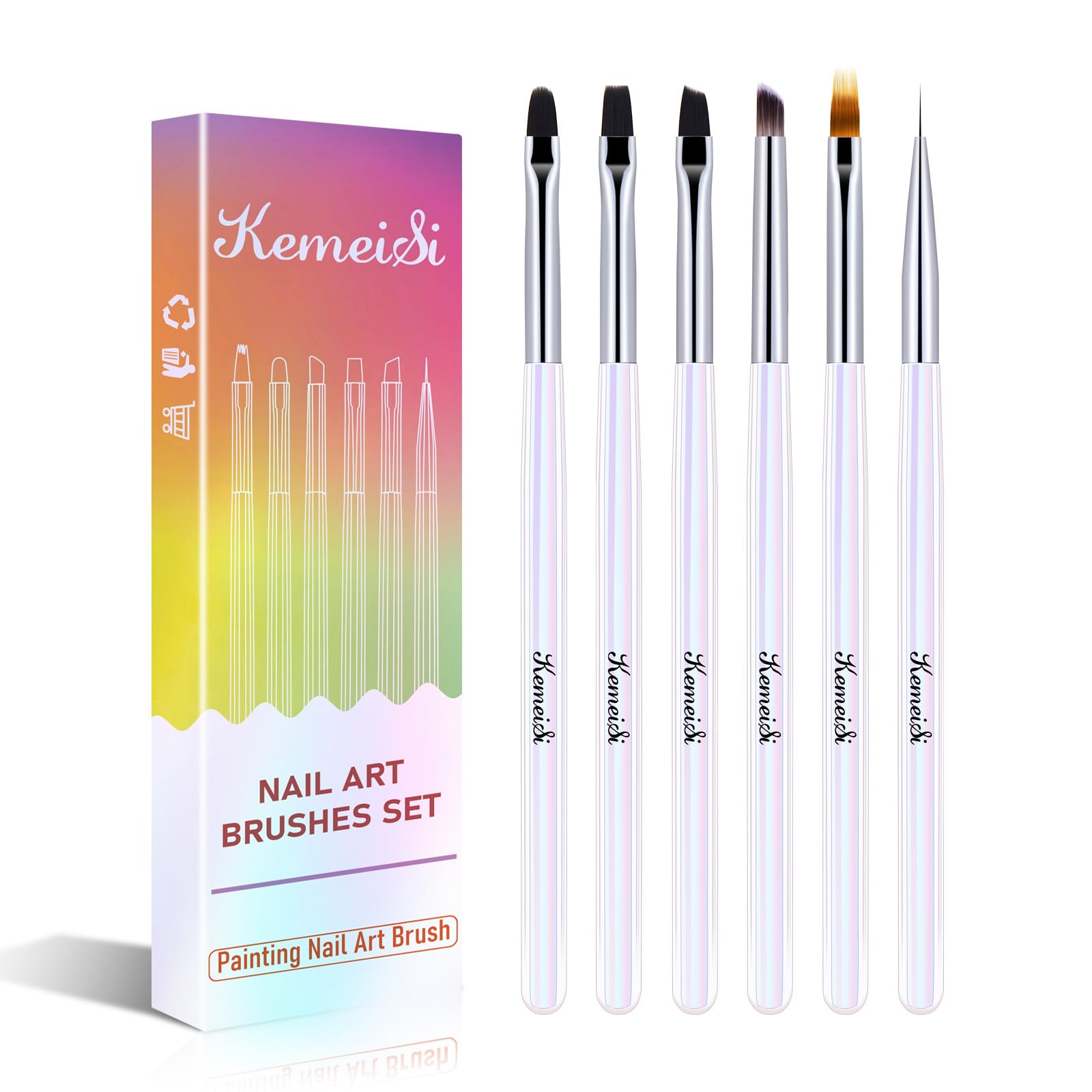 Amazon.com : Nail Art Brush Set - 6Pcs Nail Design Tool Including Nail ...