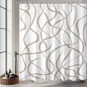 Amazon.com: Mocsicka Brown Striped Shower Curtain for Bathroom, Coffee-Color Modern Abstract ...