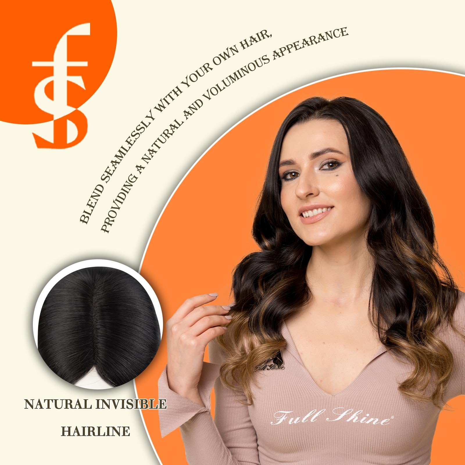 Snapklik.com : Full Shine 18 Inch Invisible Hair Topper Real Human ...