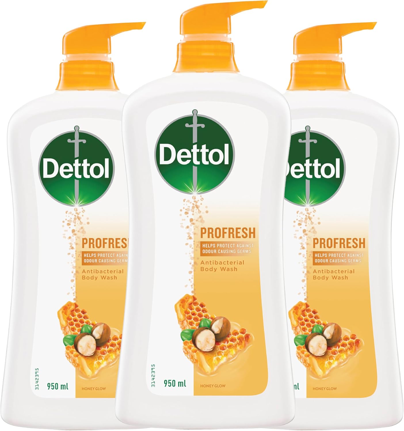 Dettol Profresh Shower Gel Body Wash Honey Glow 950mL x 3 Pack : Amazon ...