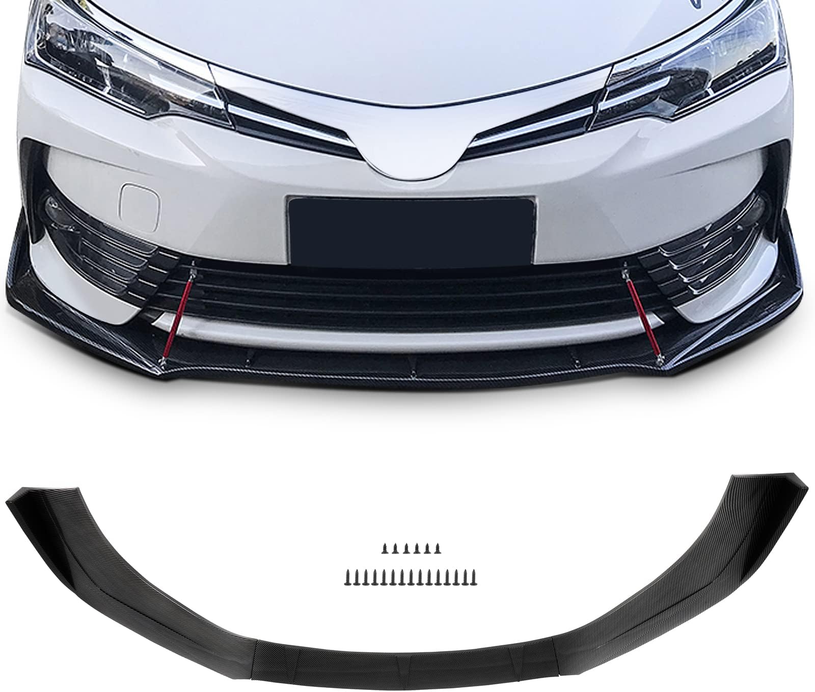 Amazon.com: SCITOO Carbon Look PP Universal Front Bumper Body Kit ...