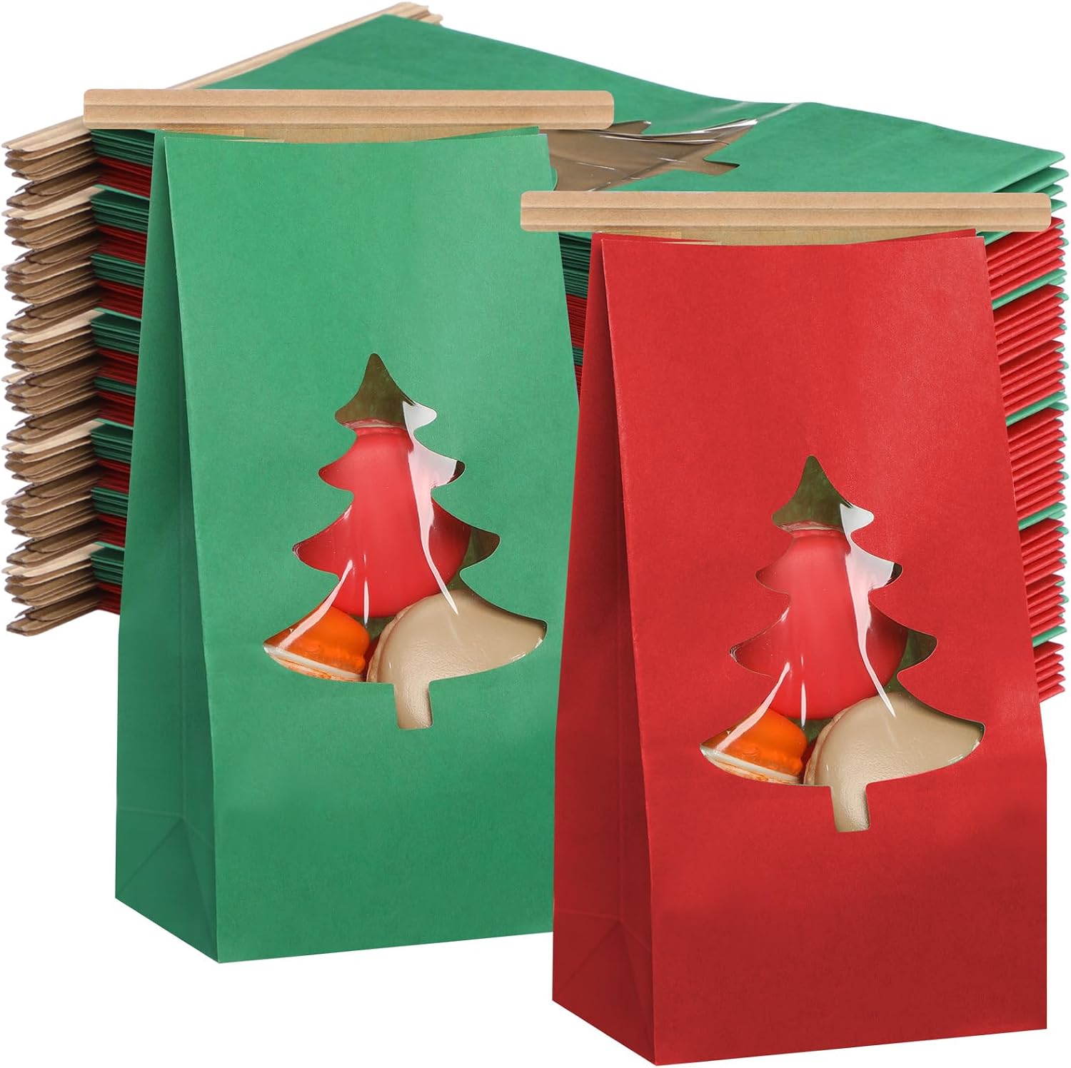 Amazon.com: SilTriangle 100 Pcs Christmas Bakery Bags with Window 3.54 ...