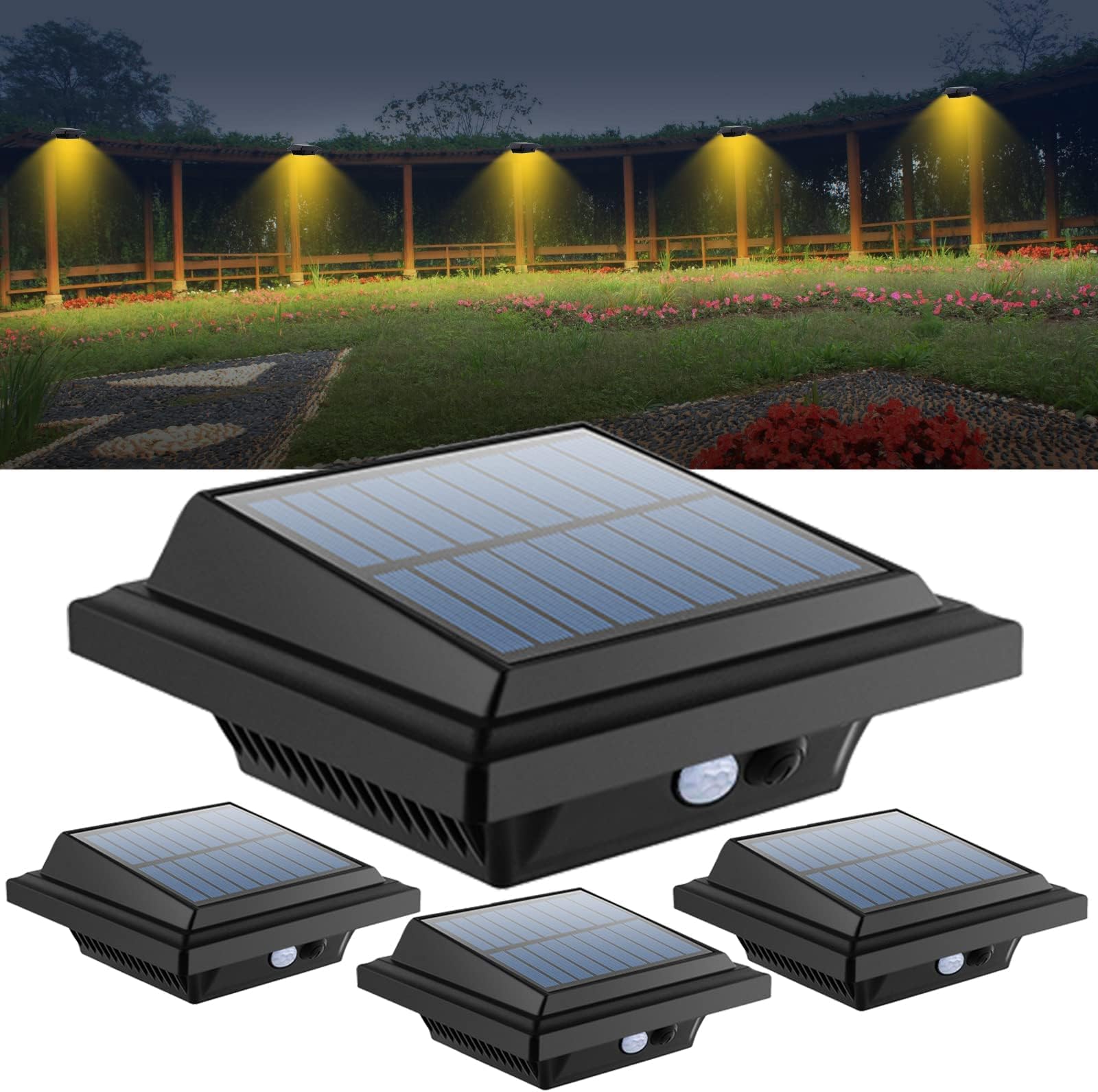 BILLION DUO Motion Sensor Solar Gutter Lights, 40 LEDs Solar Powered ...