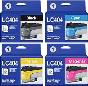 Amazon.com: LC404 High-Yield Ink Cartridges (4-Pack, Black/Cyan/Magenta ...