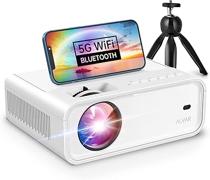 Mini Projector with 5G WiFi and Bluetooth W/ Tripod & Bag, ALVAR 9000 ...