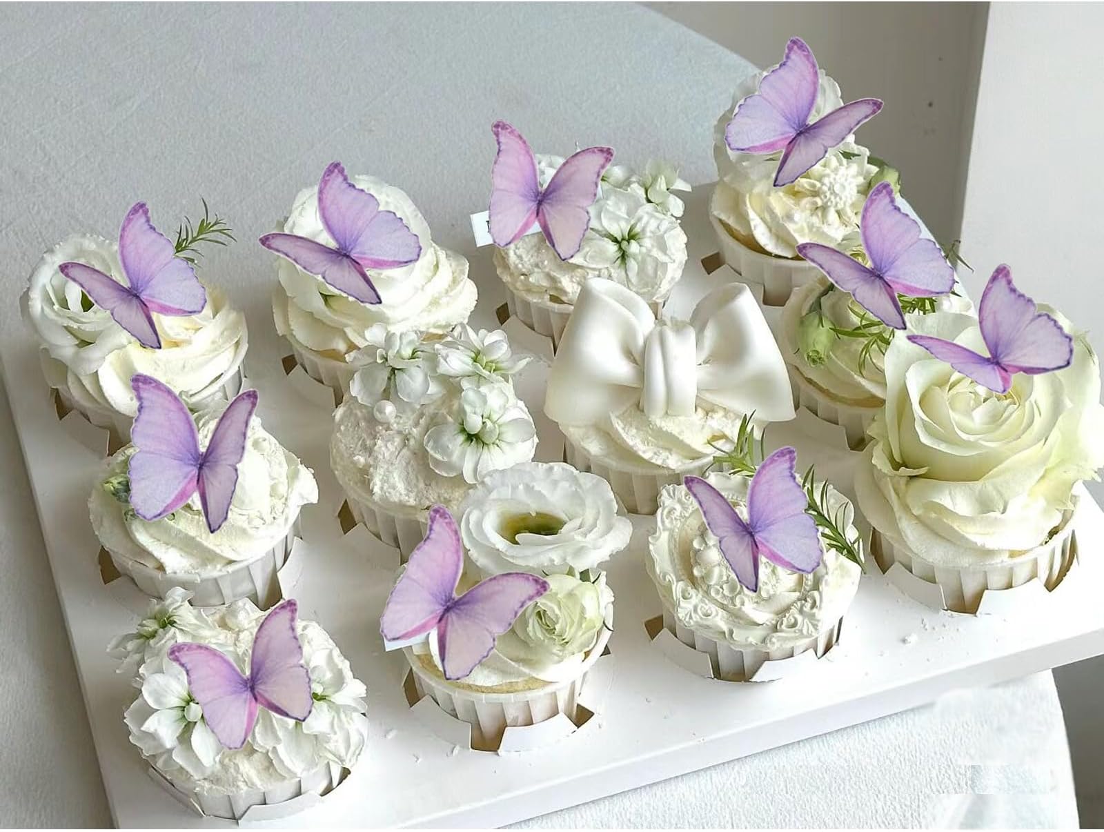 Amazon.com: GEORLD Edible Wafer Paper Butterflies Set of 48 Purple ...