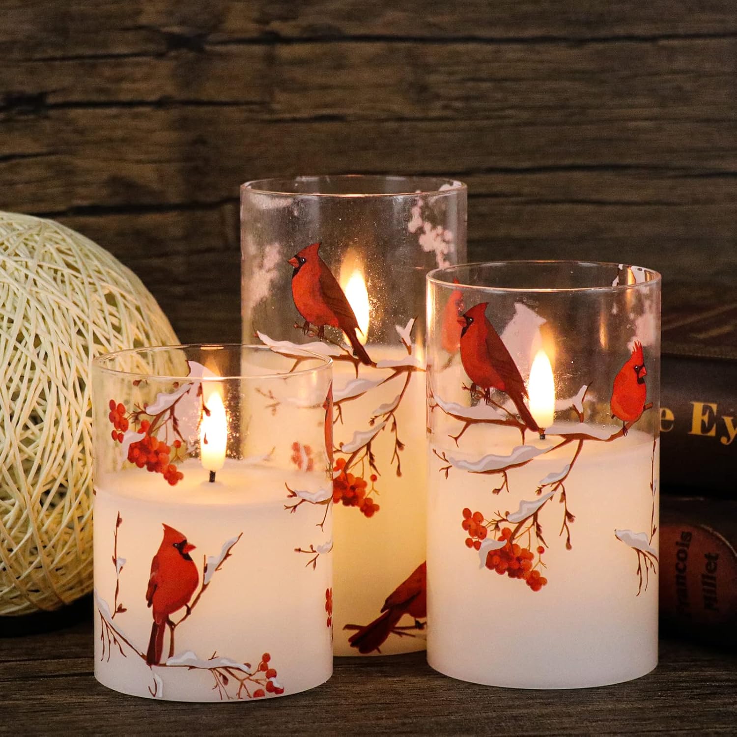Amazon.com: GenSwin Red Bird Glass Flameless Candles with Remote Timers ...