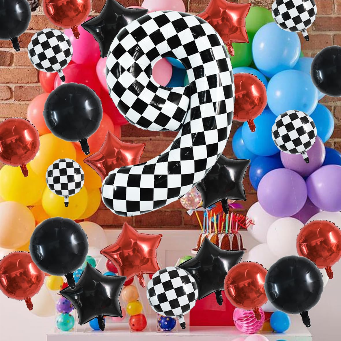 Snapklik.com : 40 Inch Checkered Number Balloon Set Black And White ...
