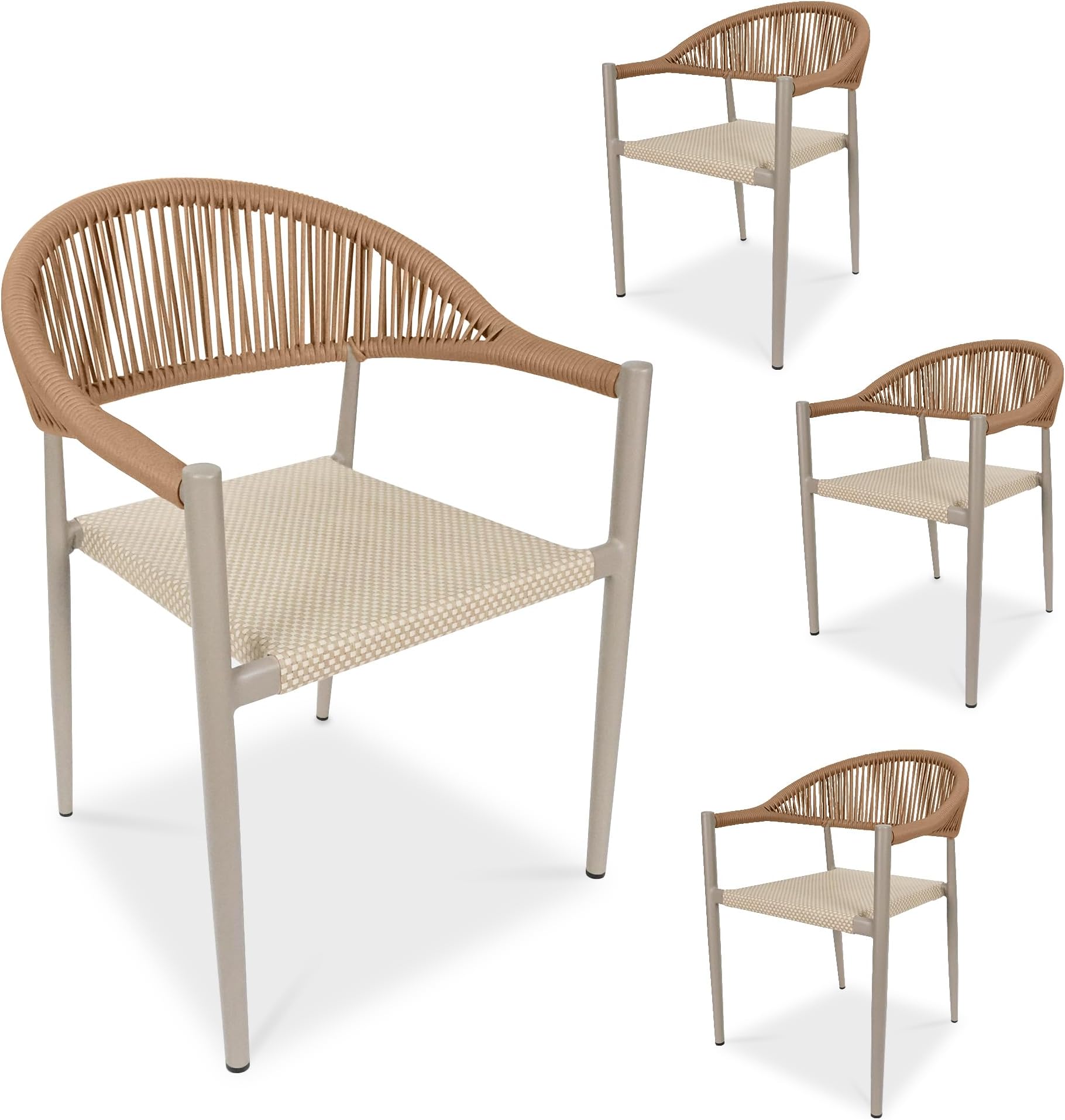 Amazon.com: DWVO Patio Chairs Set of 4, Outdoor Stackable Dining Chairs ...