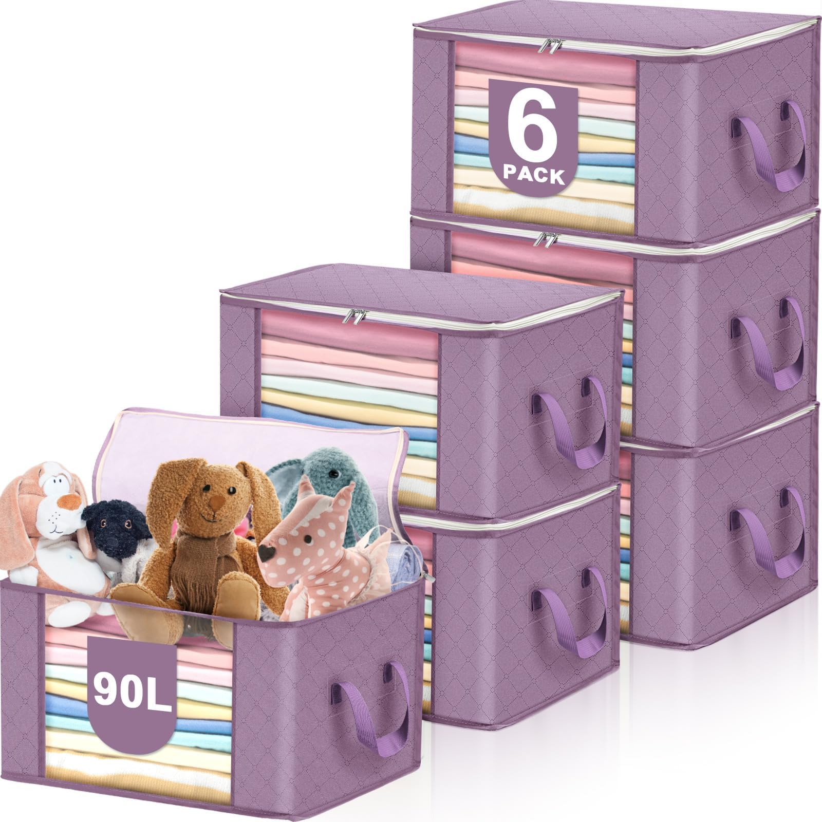 Amazon.com : Wesnoy 6 Pack 60L Large Pastel Storage Bag Foldable ...