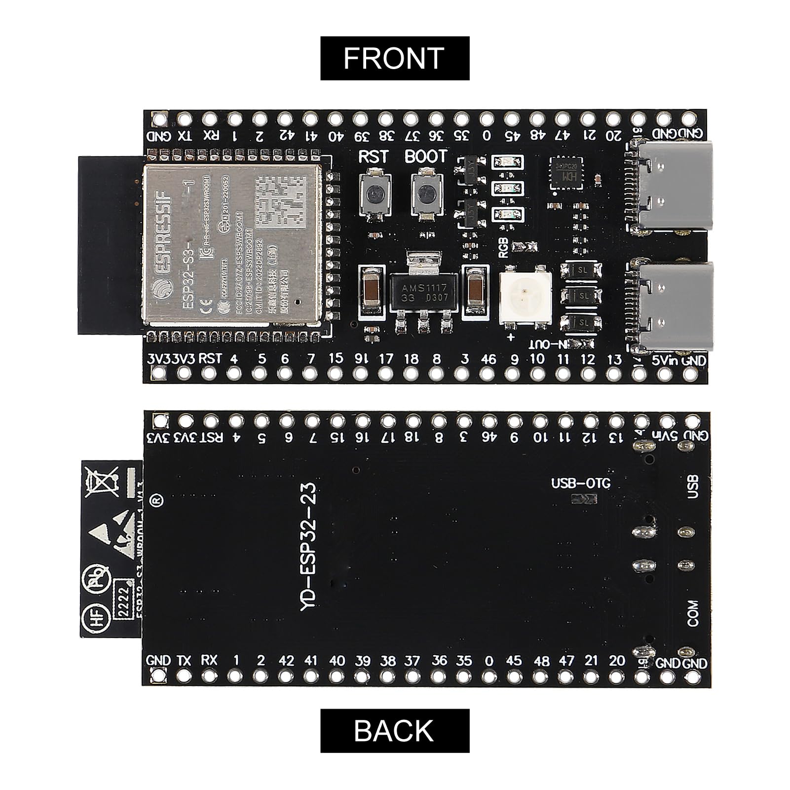 Snapklik.com : 3PCS ESP32 ESP32-S3 Development Board Type-C WiFi+Bluetooth Internet Of Things ...