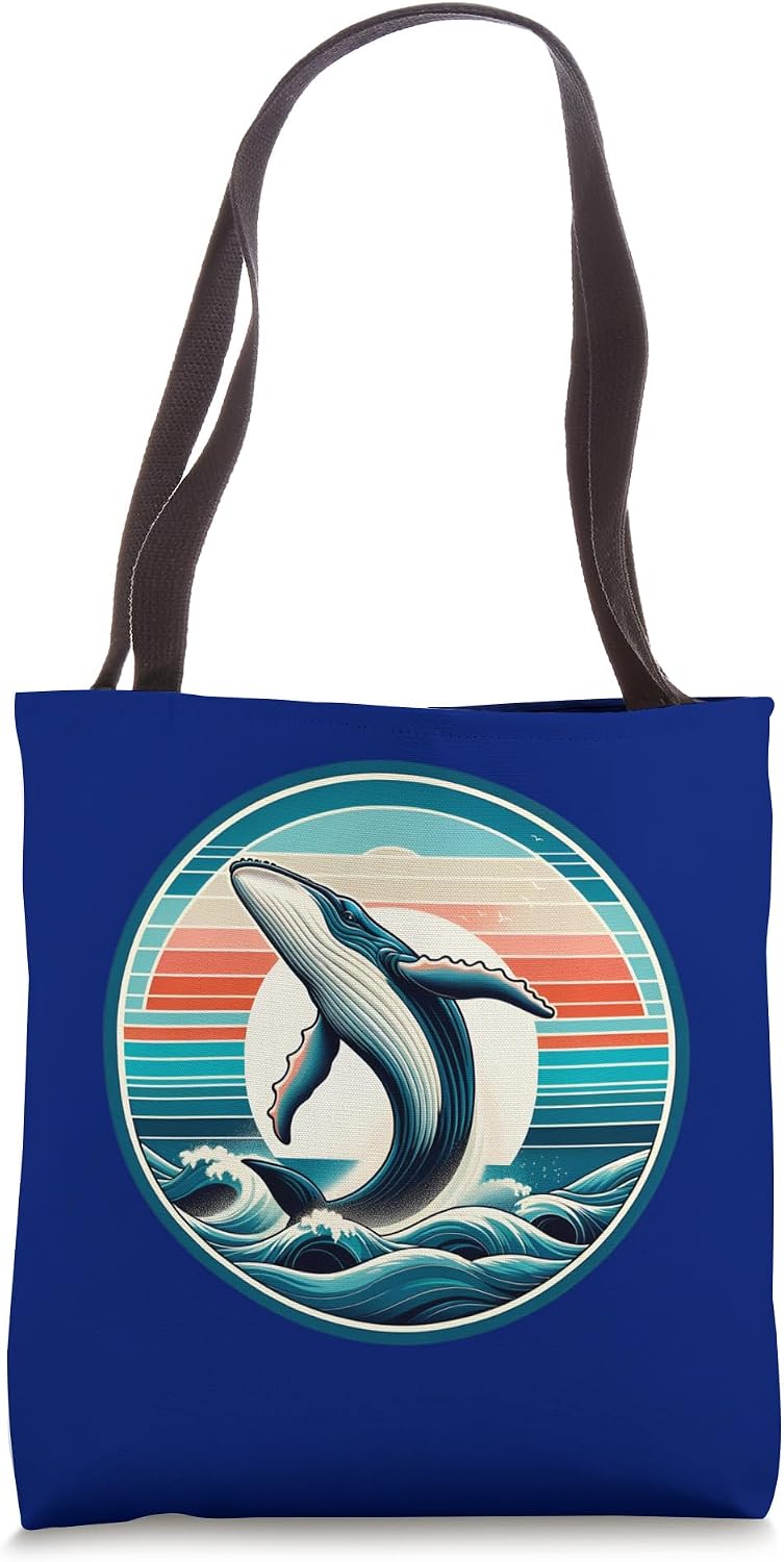 Amazon.com: Whale Retro Ocean Conservation Humpback Whale Tote Bag ...