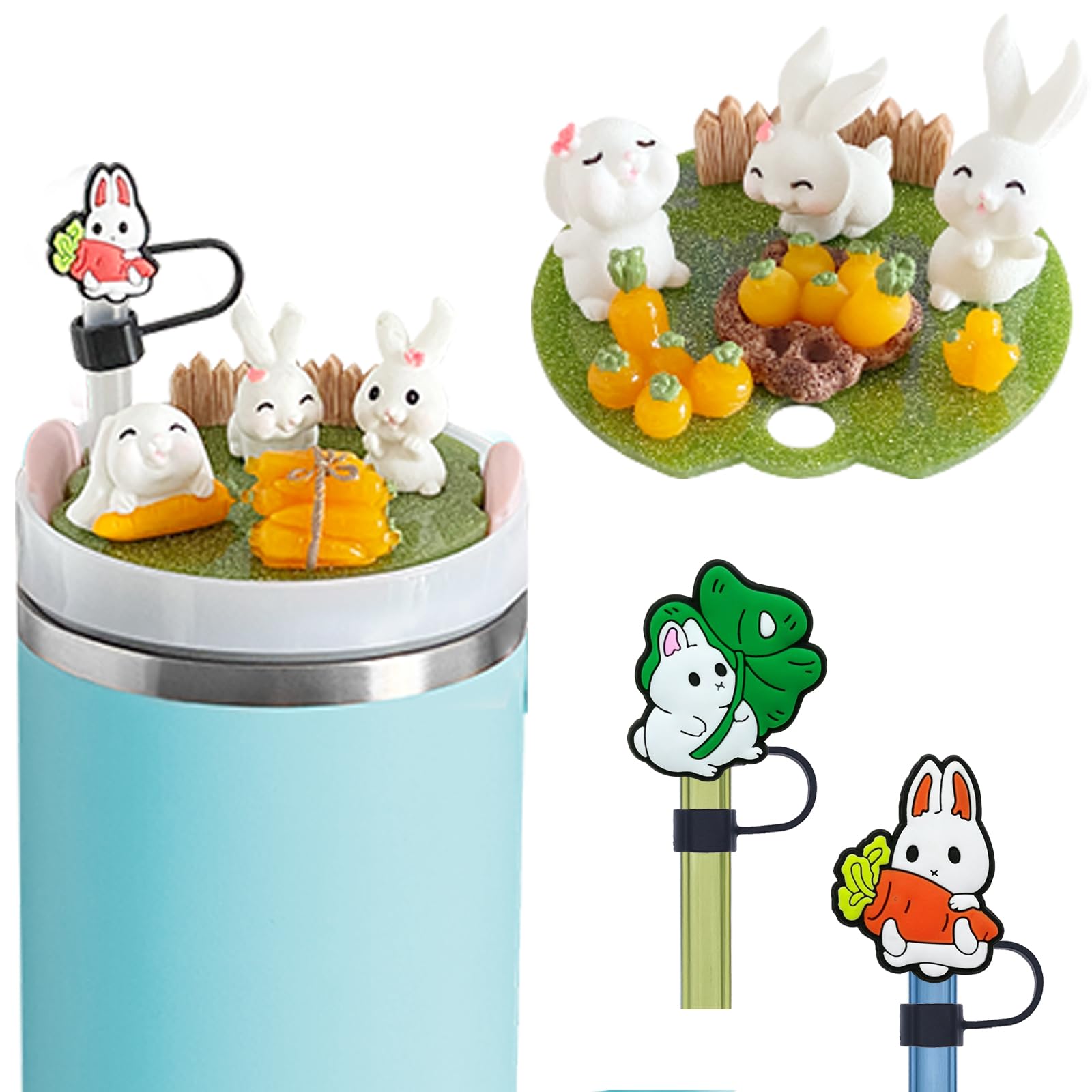 Amazon.com: Xyntara Rabbit Stanley Cup Lid Accessories 12pcs,Straw ...