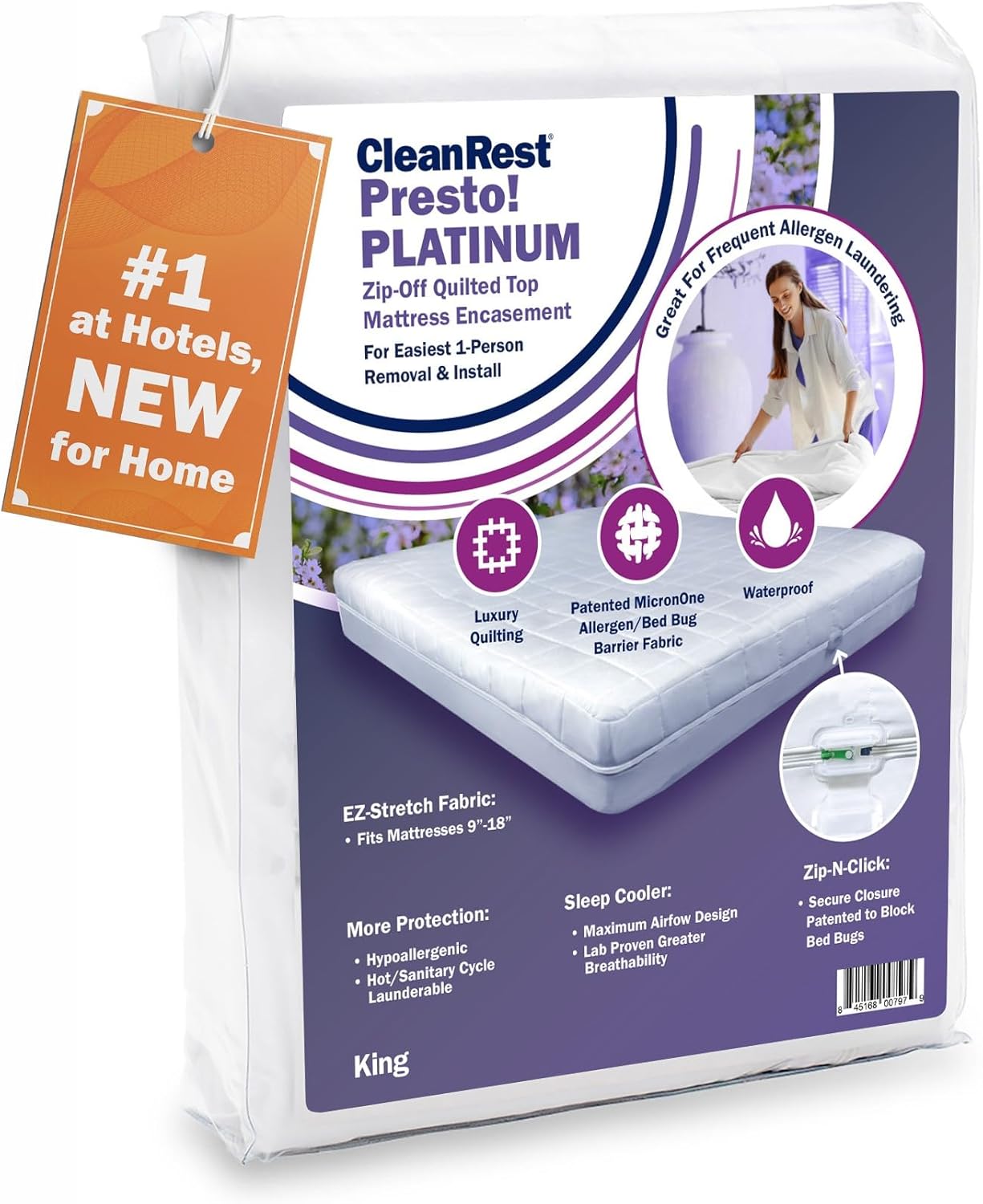 Amazon.com: CleanRest Presto! Zip-Off Quilted Top Mattress Encasement ...