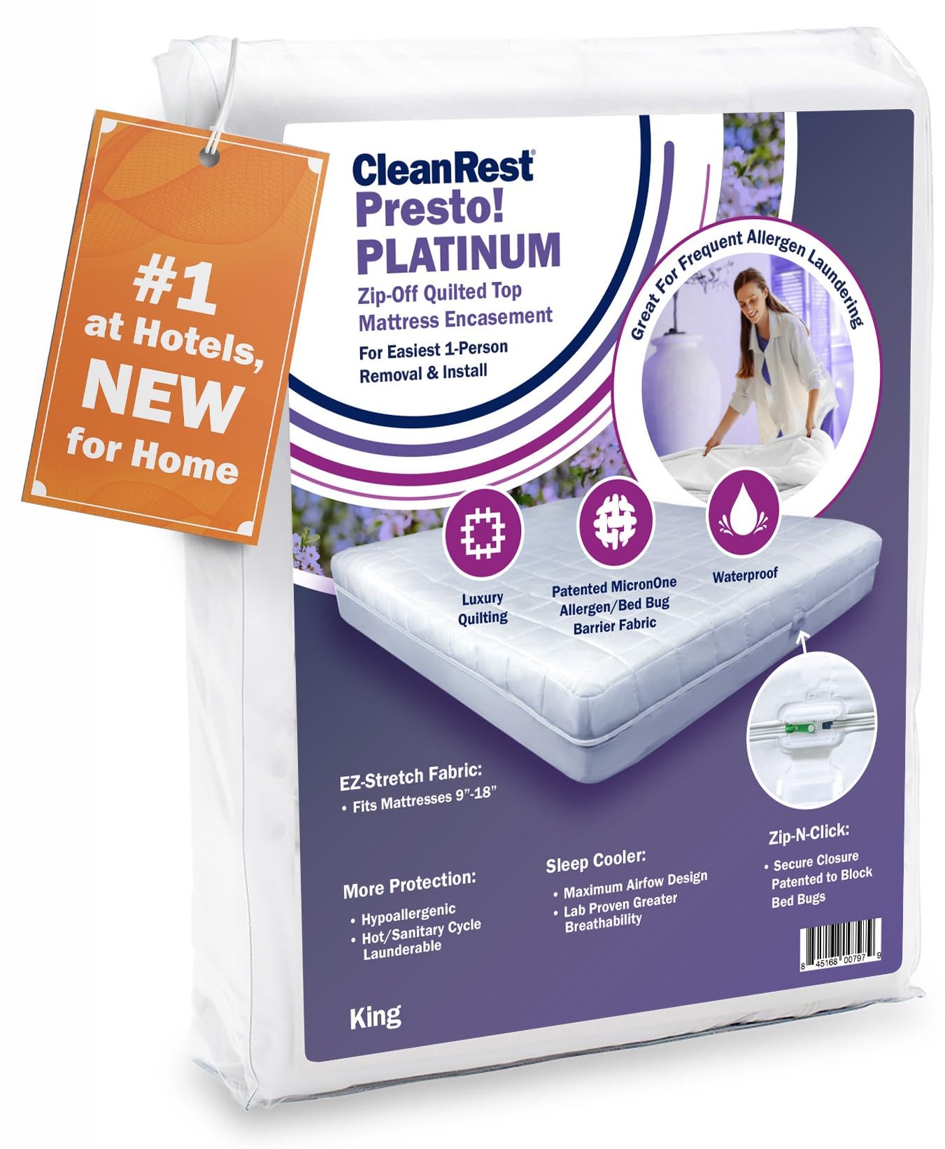 Amazon.com: CleanRest Presto! Zip-Off Quilted Top Mattress Encasement ...