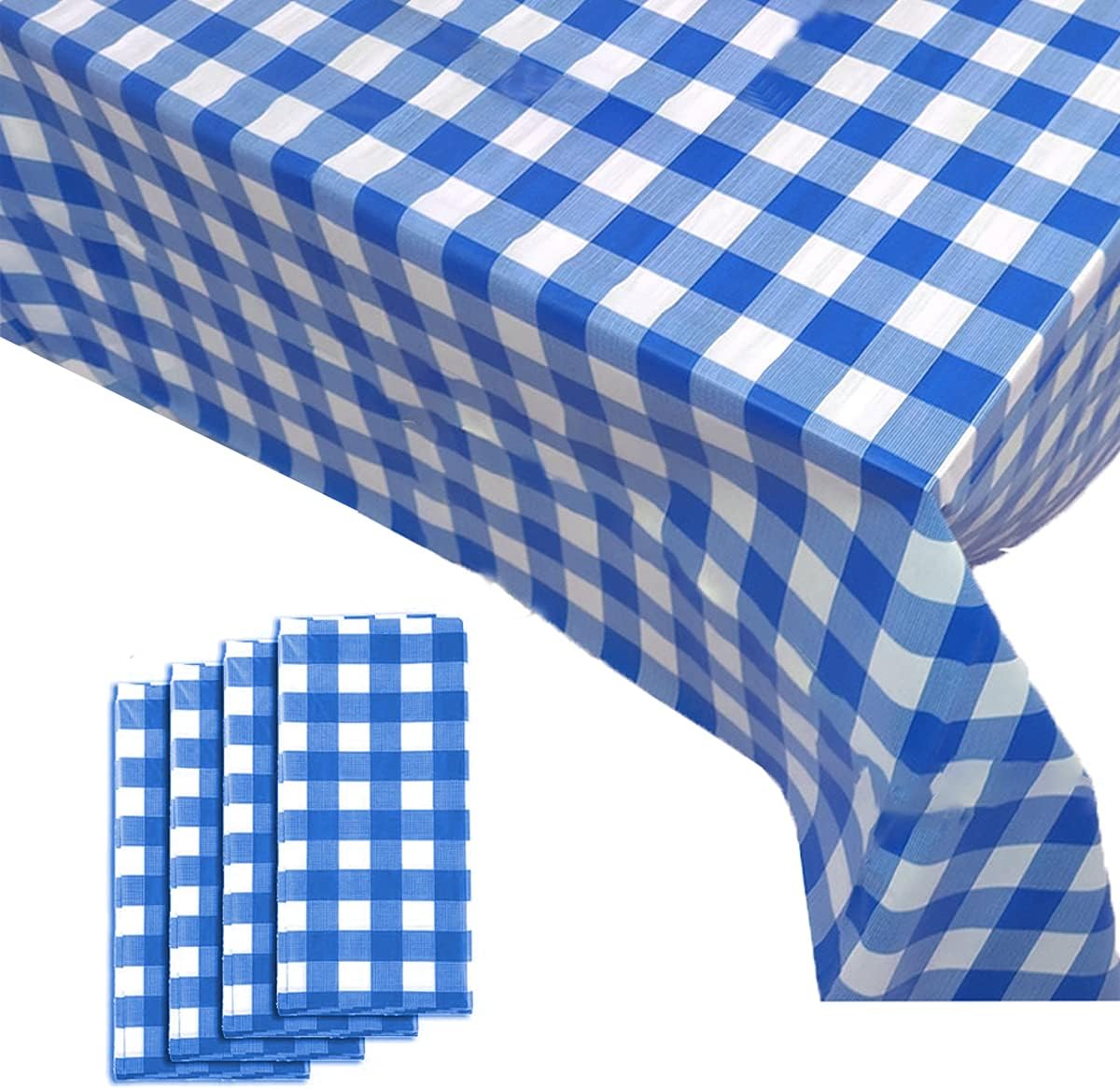 Amazon.com: Yancorp 4 Pack Plastic Blue and White Checkered Tablecloths ...