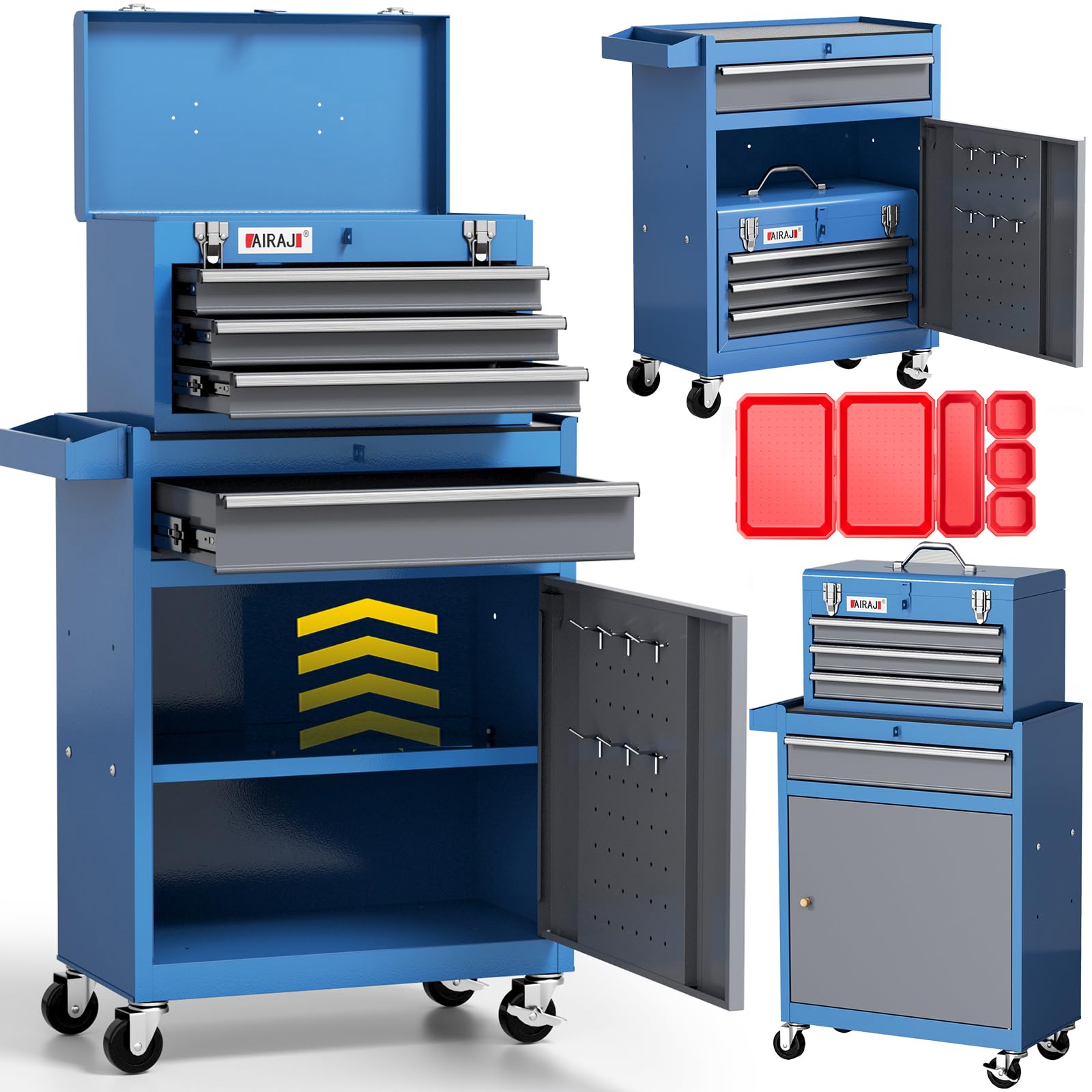 AIRAJ Professional 4-Drawer Rolling Tool Box with Wheels - Portable ...