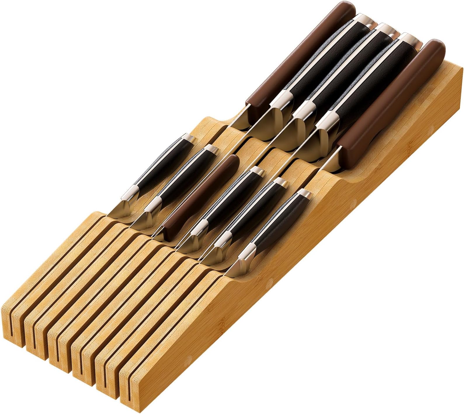 Amazon.com: Cook N Home In-Drawer Bamboo Knife Storage Block, 11 Slot ...