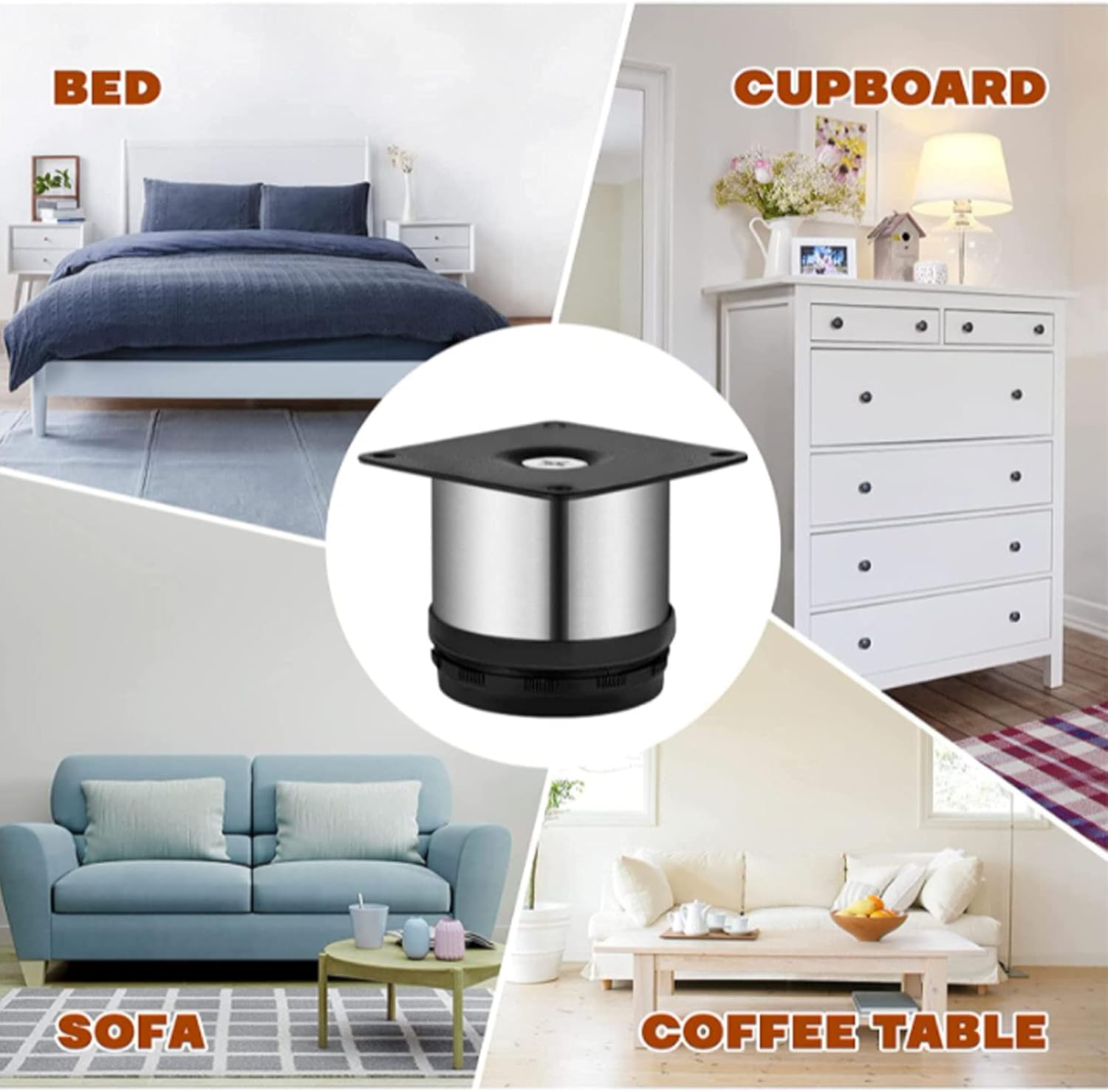 Furniture Cabinet Metal Legs Adjustable Stainless Steel Kitchen Feet ...