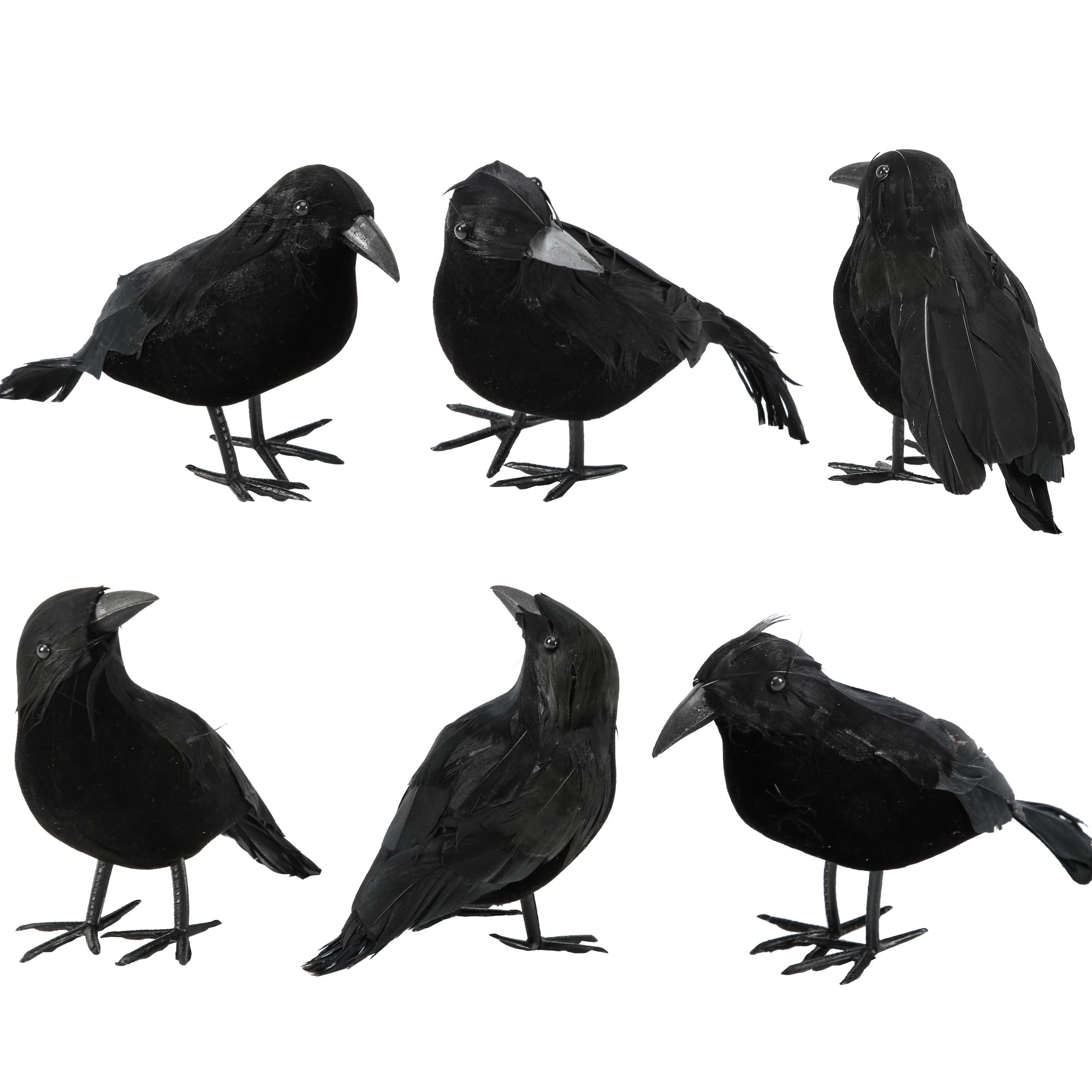 Amazon.com: Abakuku 6 Pack Halloween Crow Decorations - Realistic ...
