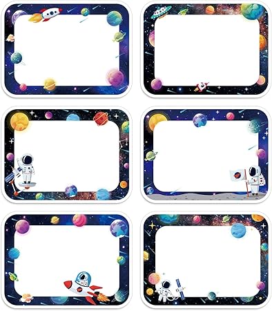Amazon.com: JarThenaAMCS 180Pcs Outer Space Name Tag Stickers Galaxy ...