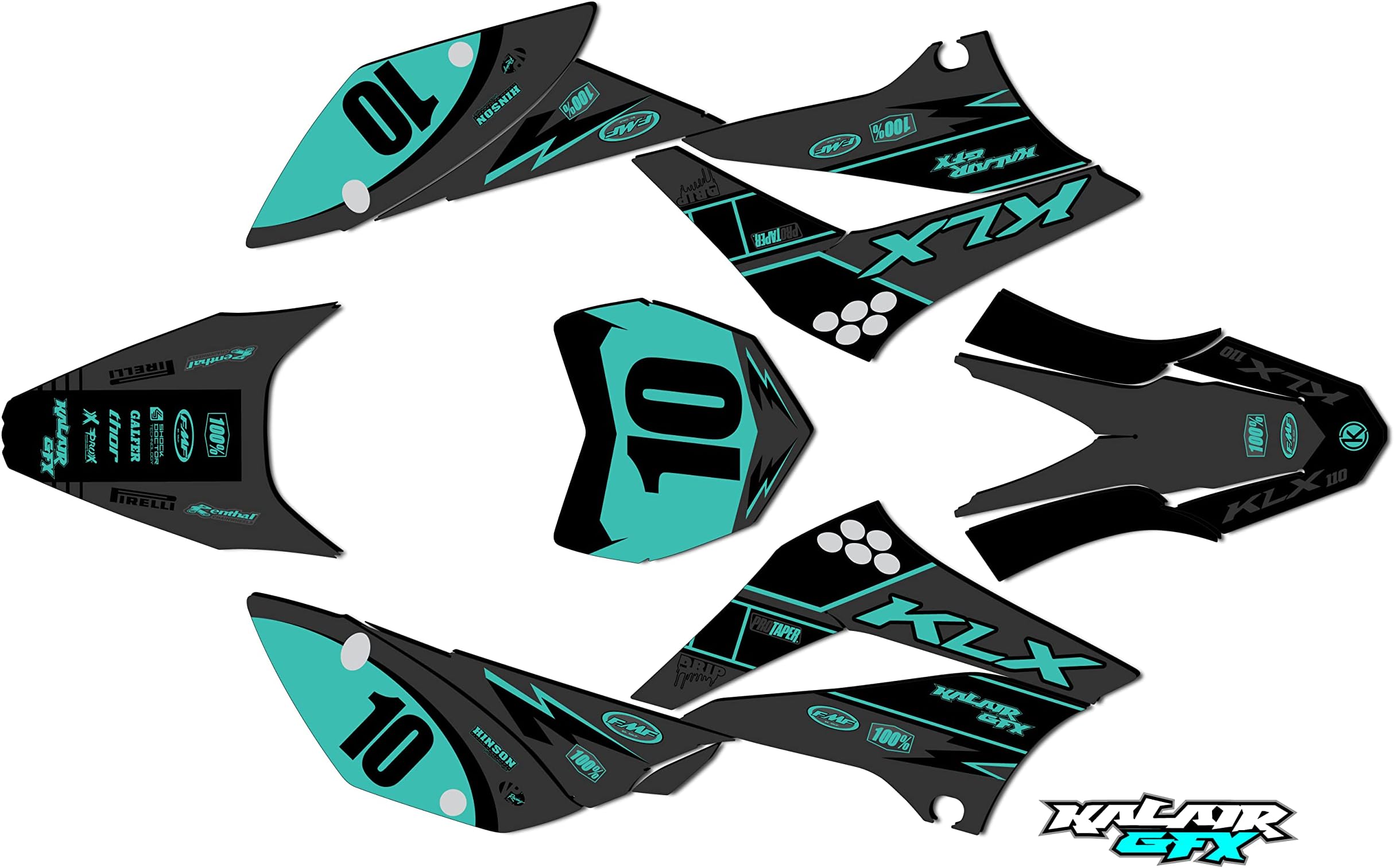 Amazon.com: Kalair GFX Graphics Kit for Kawasaki KLX 110 (2010-2023 ...