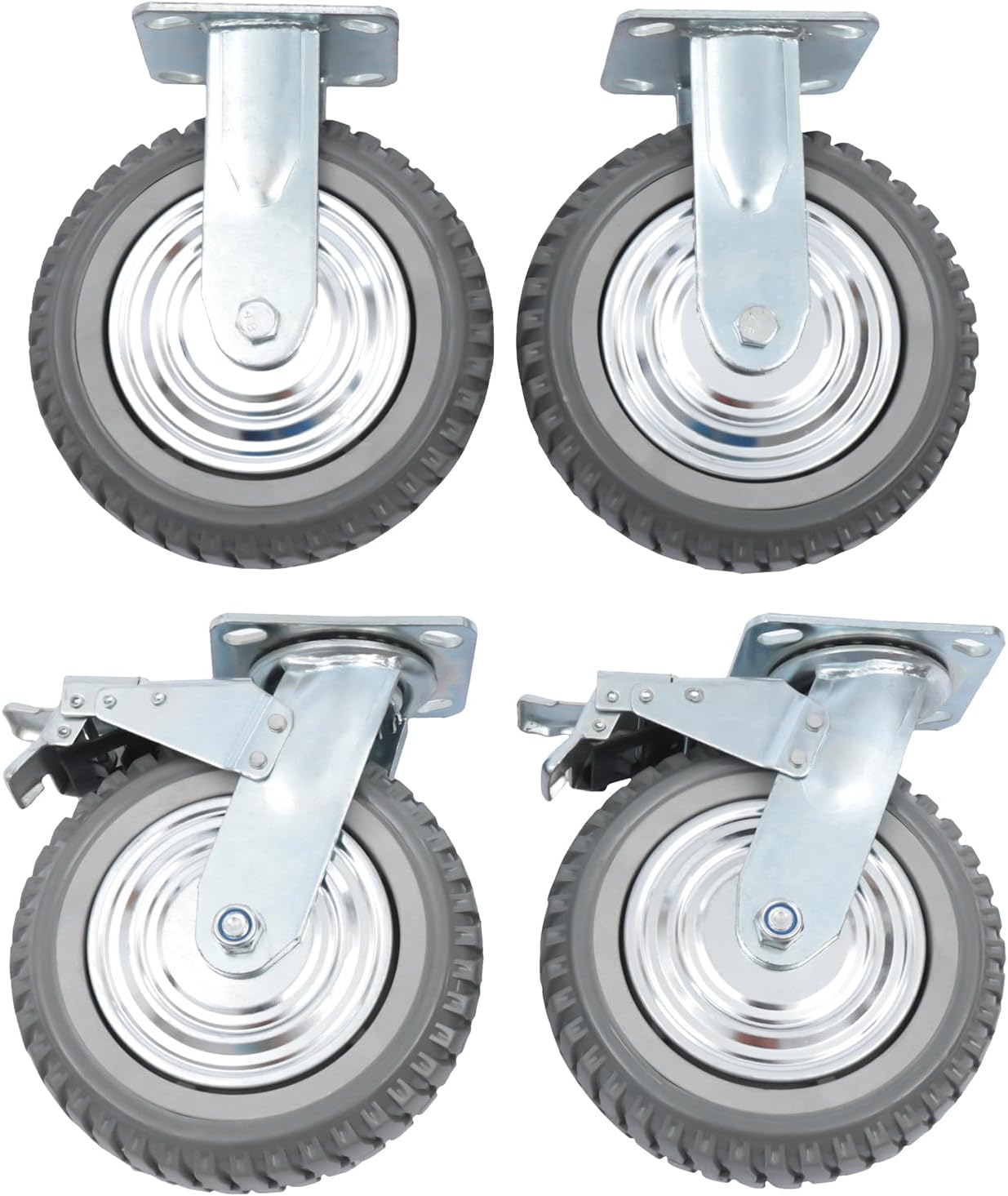 Amazon.com: 8 Inch Solid Caster Wheels Casters, 4PCS Heavy Duty Anti ...