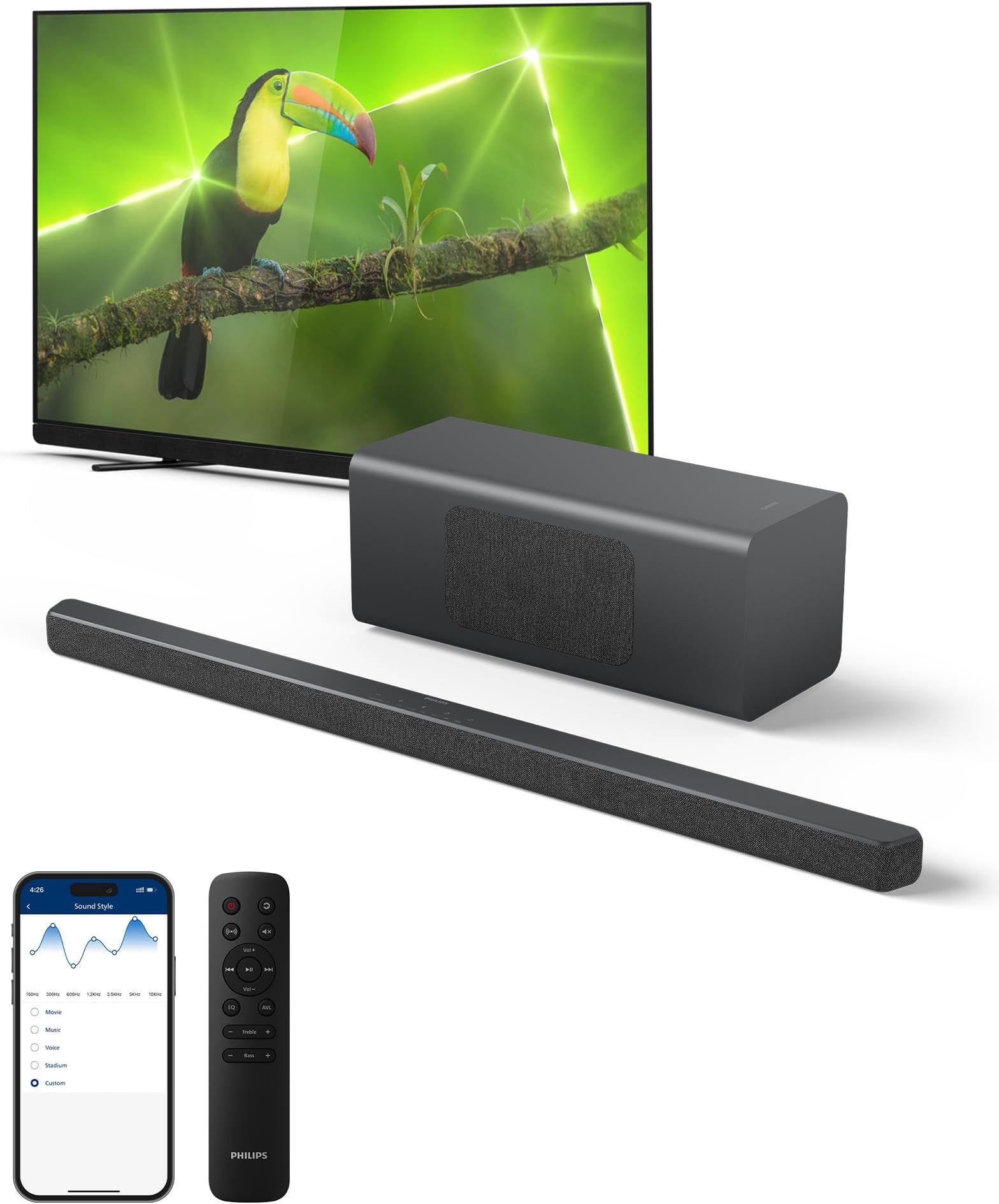 Amazon.com: PHILIPS B6309 2.1 Channel Soundbar with Wireless Subwoofer ...