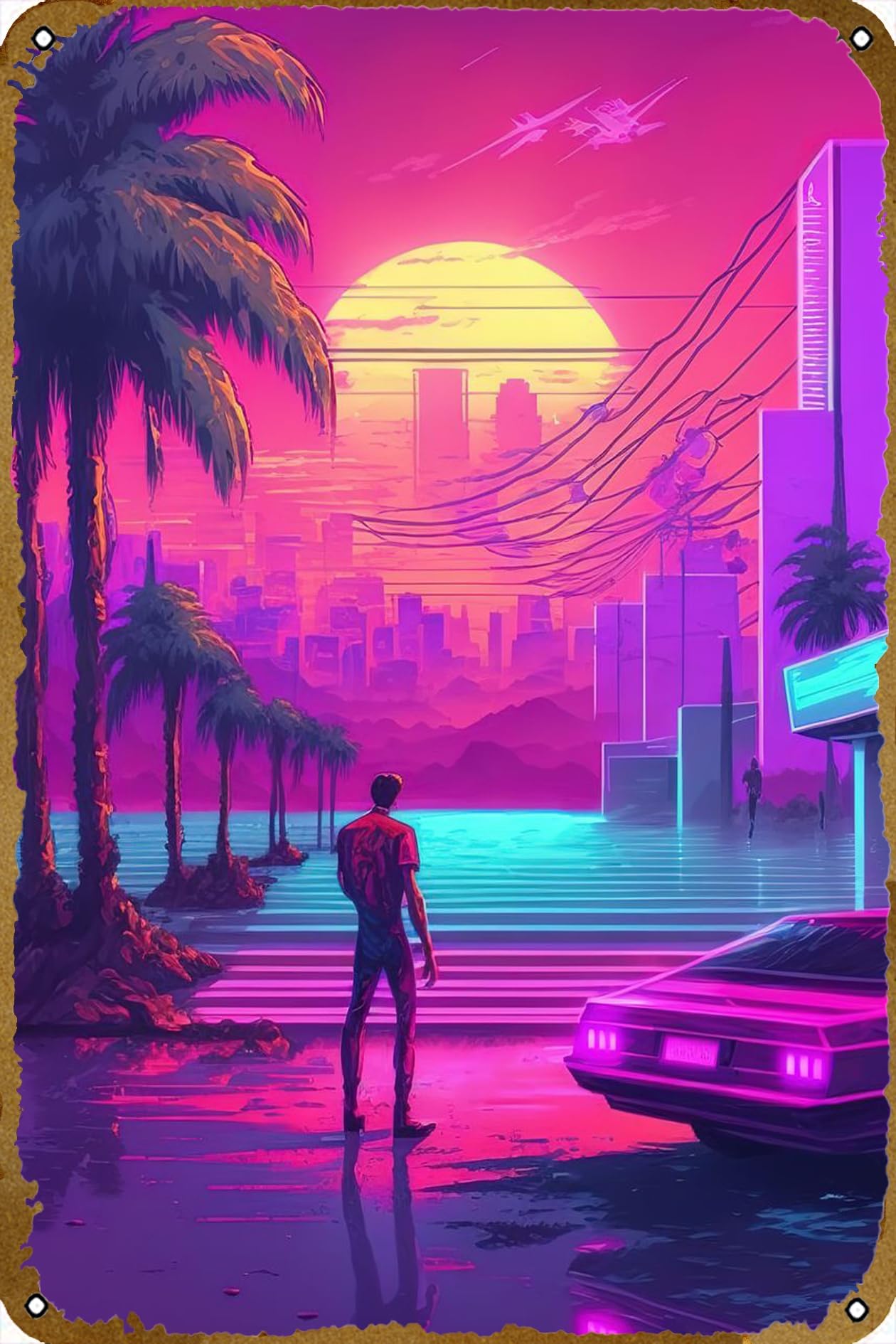 Amazon.com : miami vice style poster Retro tin Sign Wall Art Decor ...