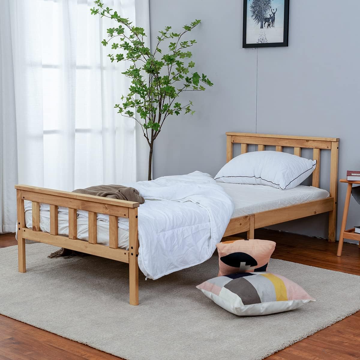 Panana 3FT Corona Single Size Bed,Solid Pine Wood Platform Bed Frame ...