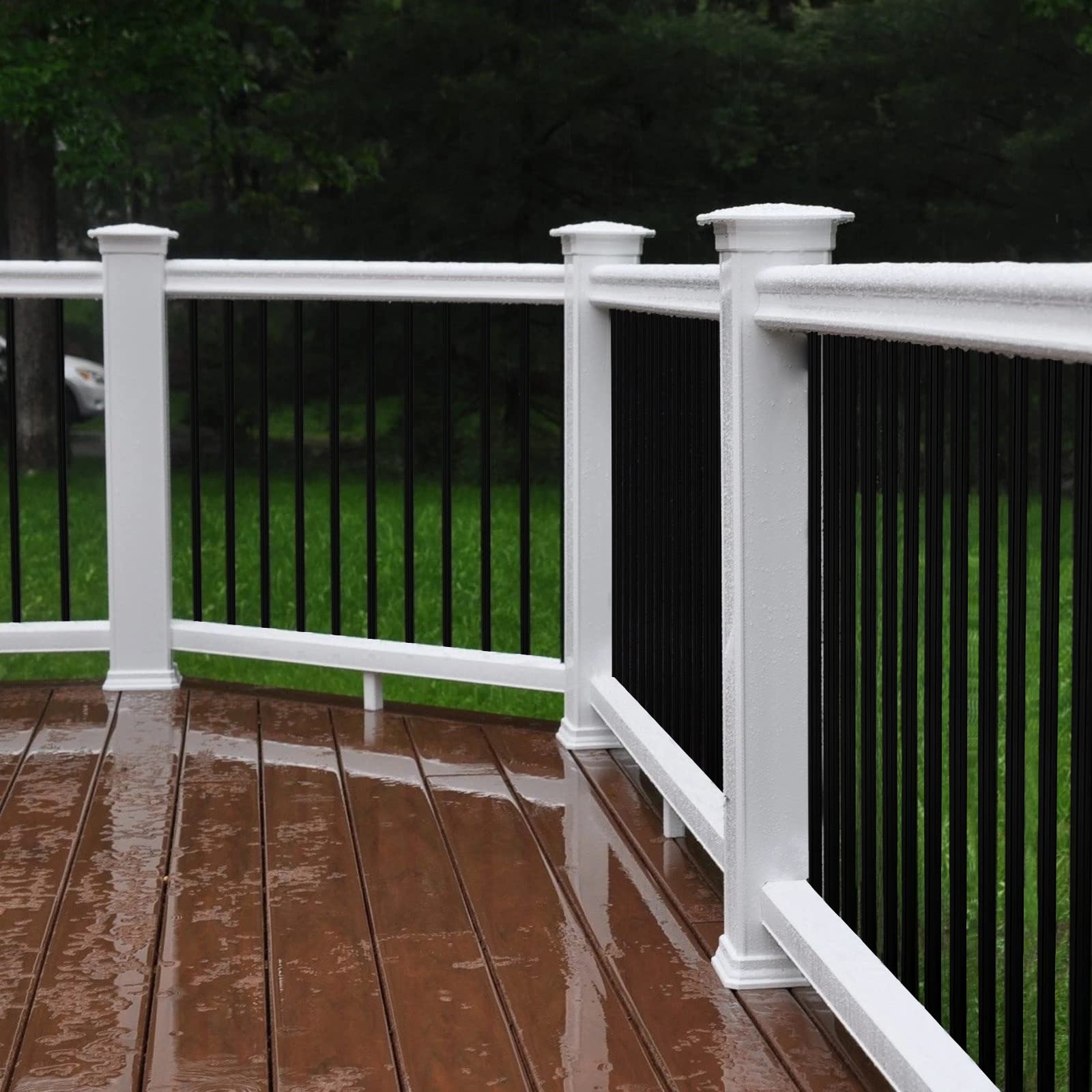 U-MAX 32.25 Inches Decorative Aluminum Deck Balusters, 48 Pack Black ...