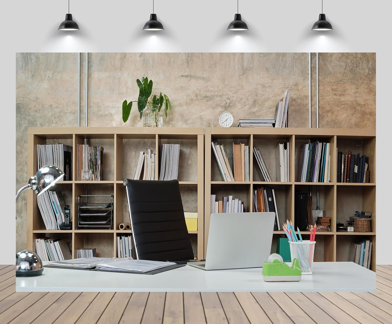 Amazon.com : CHNYWORK 7x5ft Modern Office Interior Backdrop Desk ...