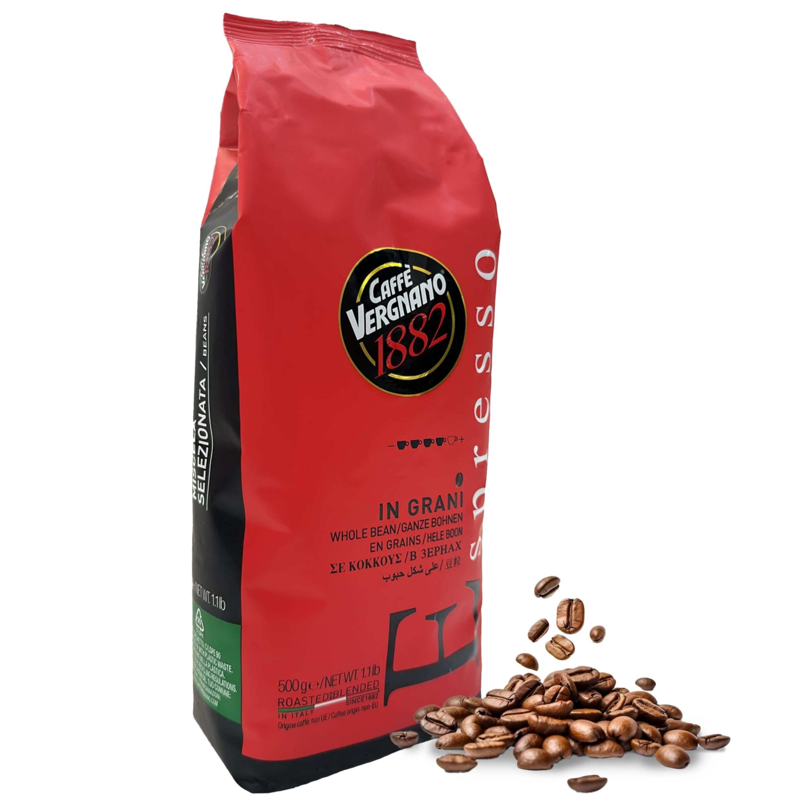 Amazon.com : Caffe Vergnano 1882 Espresso Whole Bean Arabica Roast ...
