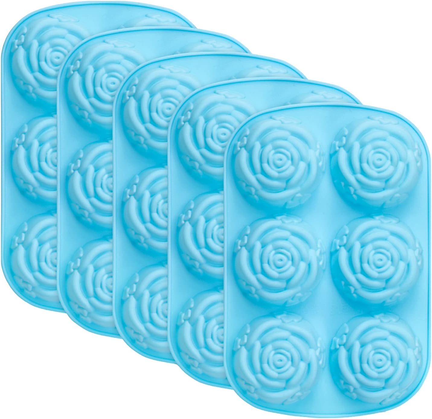 Amazon.com: Sakolla 6 Cavity Silicone Candy Molds 2PCS Rose Flower Non ...