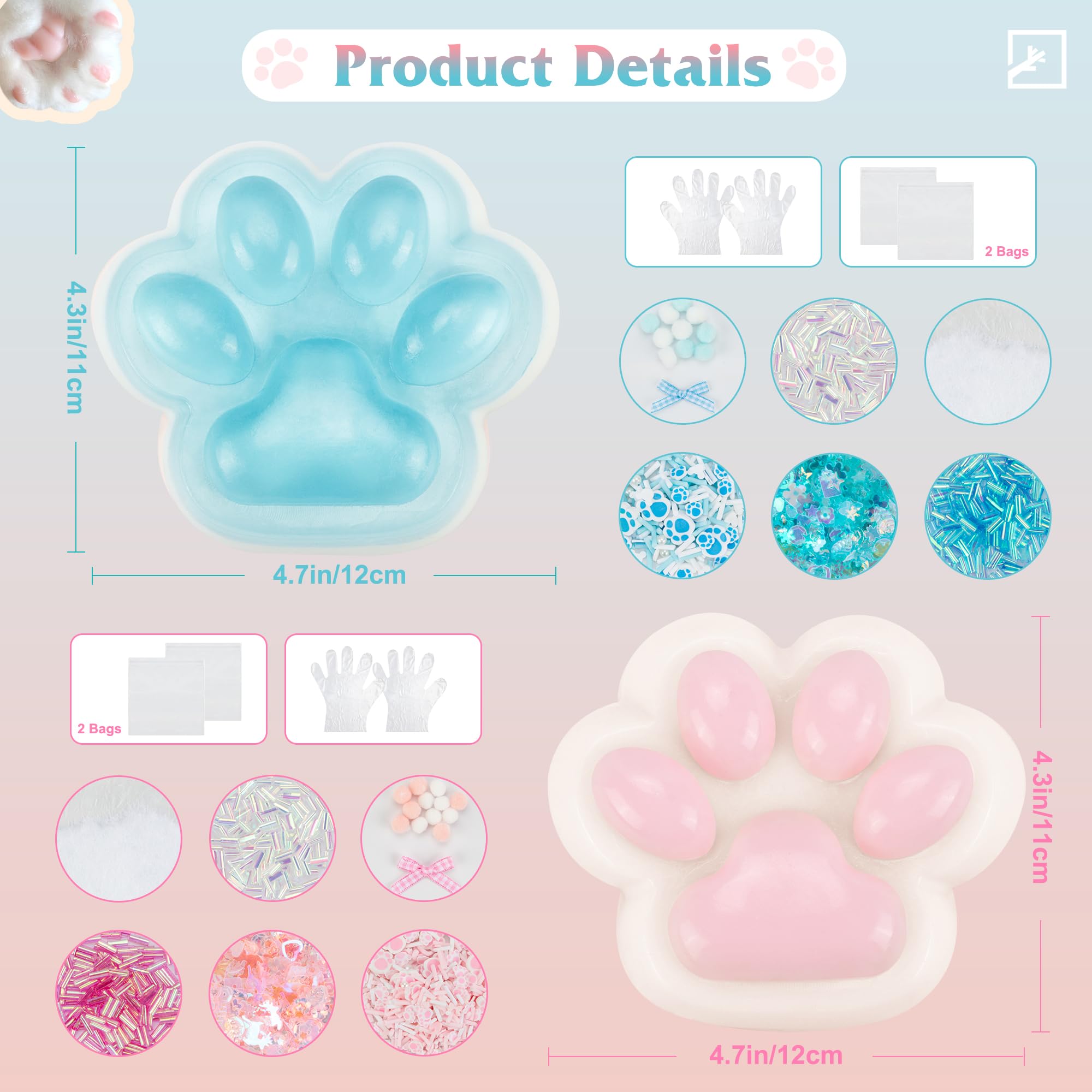 Snapklik.com : ZIFTY 2Pcs Large Paw Squishy Toys Big Furry Cat Paw ...