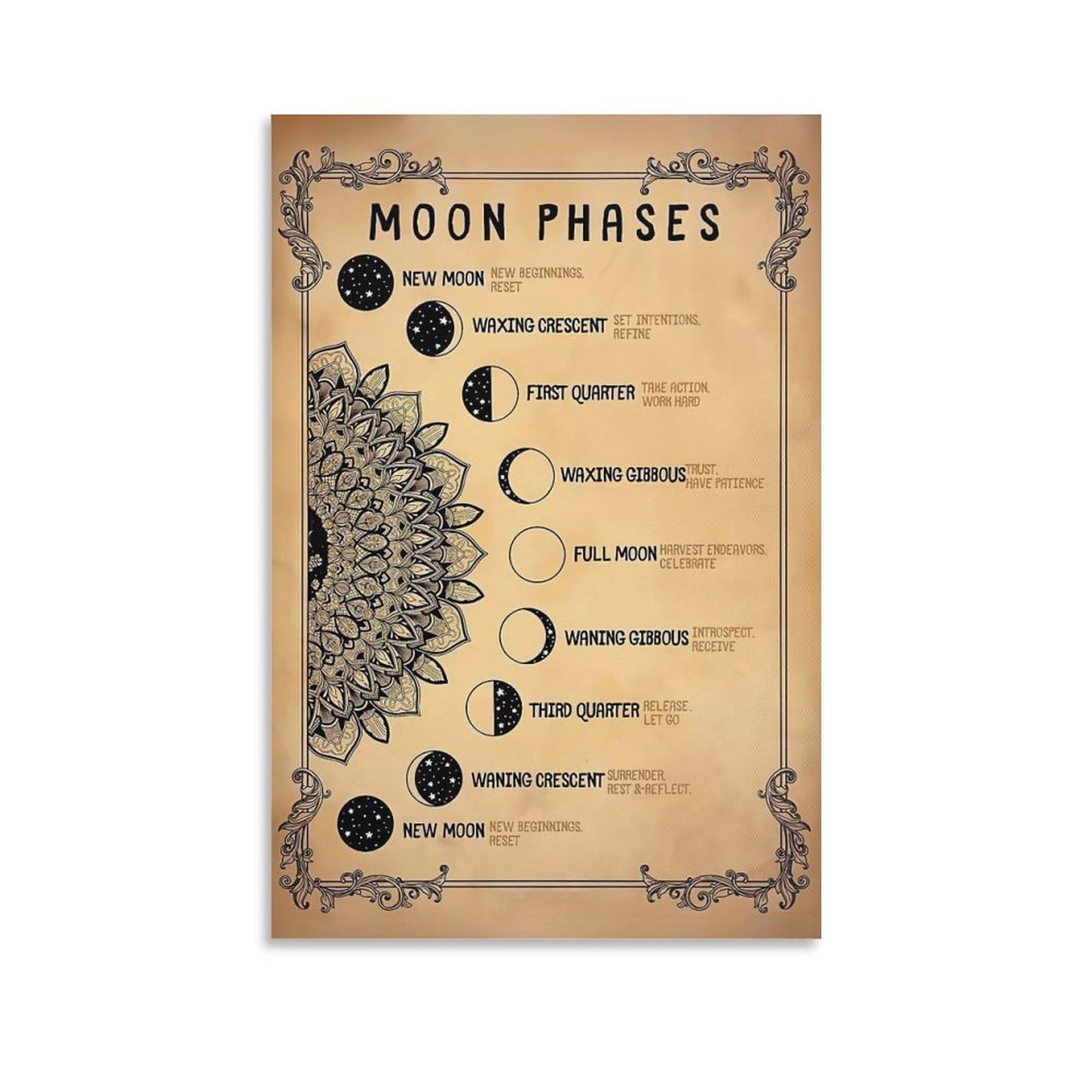 Amazon.com: CYPGTBCK Vintage The Moon Lunar Phases Poster Retro ...