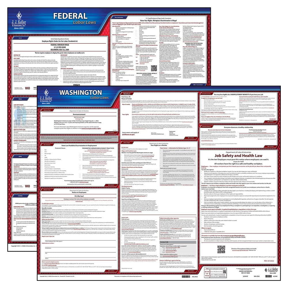Amazon.com: Washington and Federal Labor Law Poster Set (English, WA ...