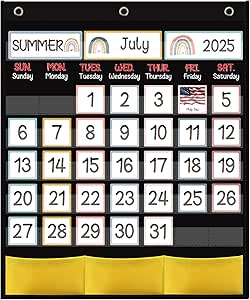 Black Classroom Calendar Pocket Chart with 89 Cards for Students Kids ...