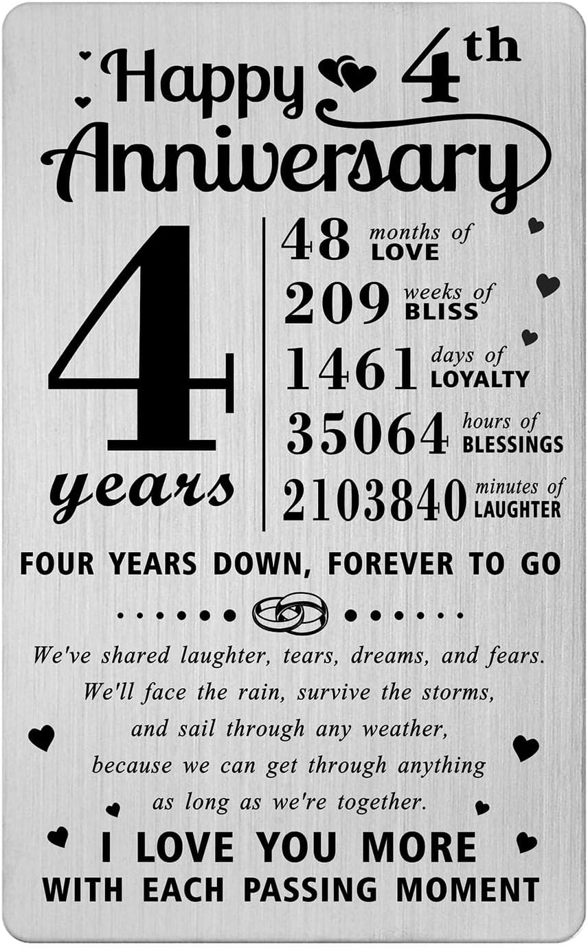 Amazon.com : Richesele 4th Anniversary Card - Happy 4 Year Wedding ...