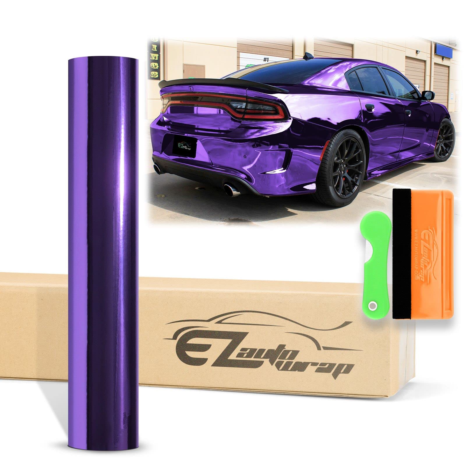 Amazon.com: 12"X60" (1FTx5FT) Chrome Purple Car Vinyl Wrap Sticker ...