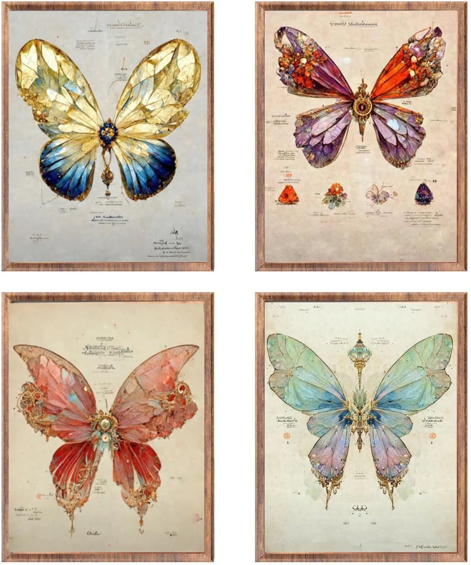 Amazon.com: LAPUZK Fariy Crystal Butterflies Posters Nordic Papillons ...