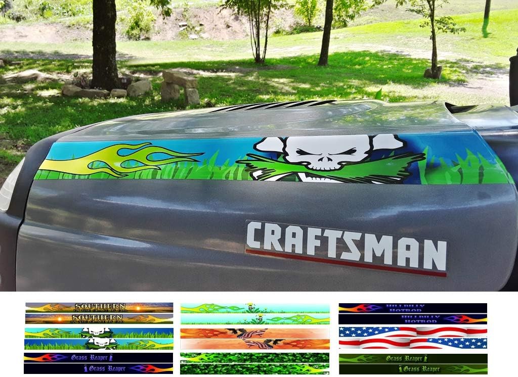 Amazon.com: Hotrod Hood Stripe Flames Lawn Mower decals stickers - 2pc ...