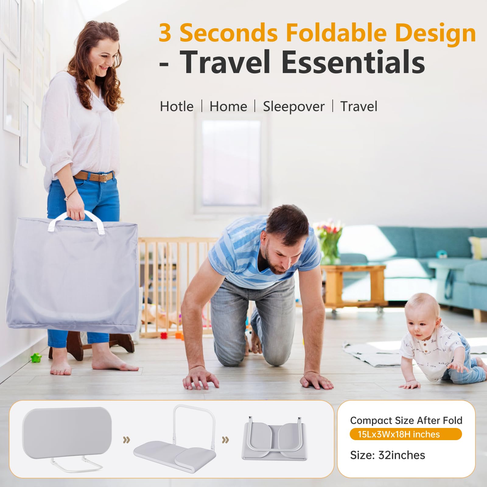 Snapklik.com : Strenkitech Toddler Bed Rails For Travel - Baby Guard ...