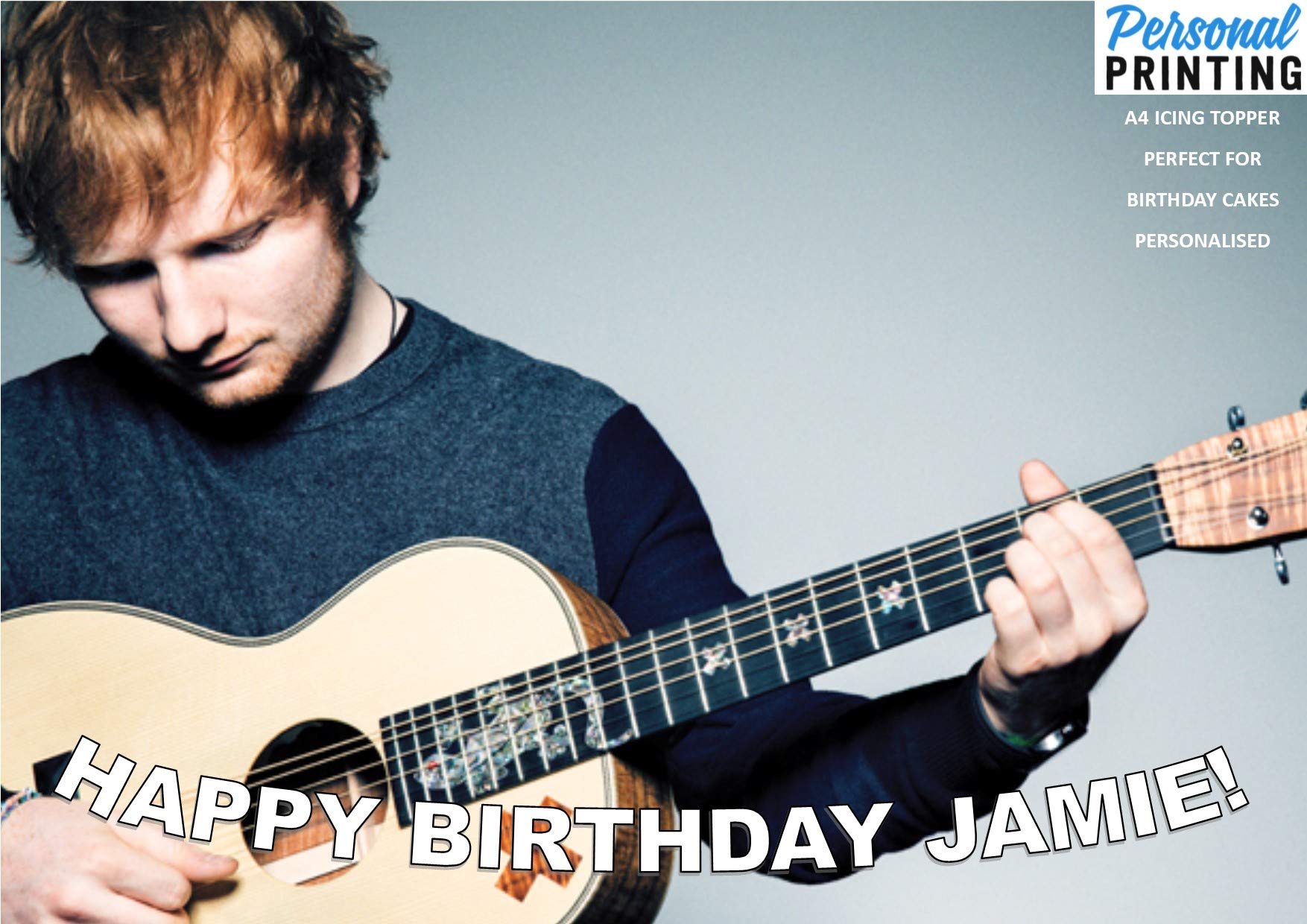 Buy PP - Ed Sheeran Playing Guitar or Text Personalised Name Age Happy ...