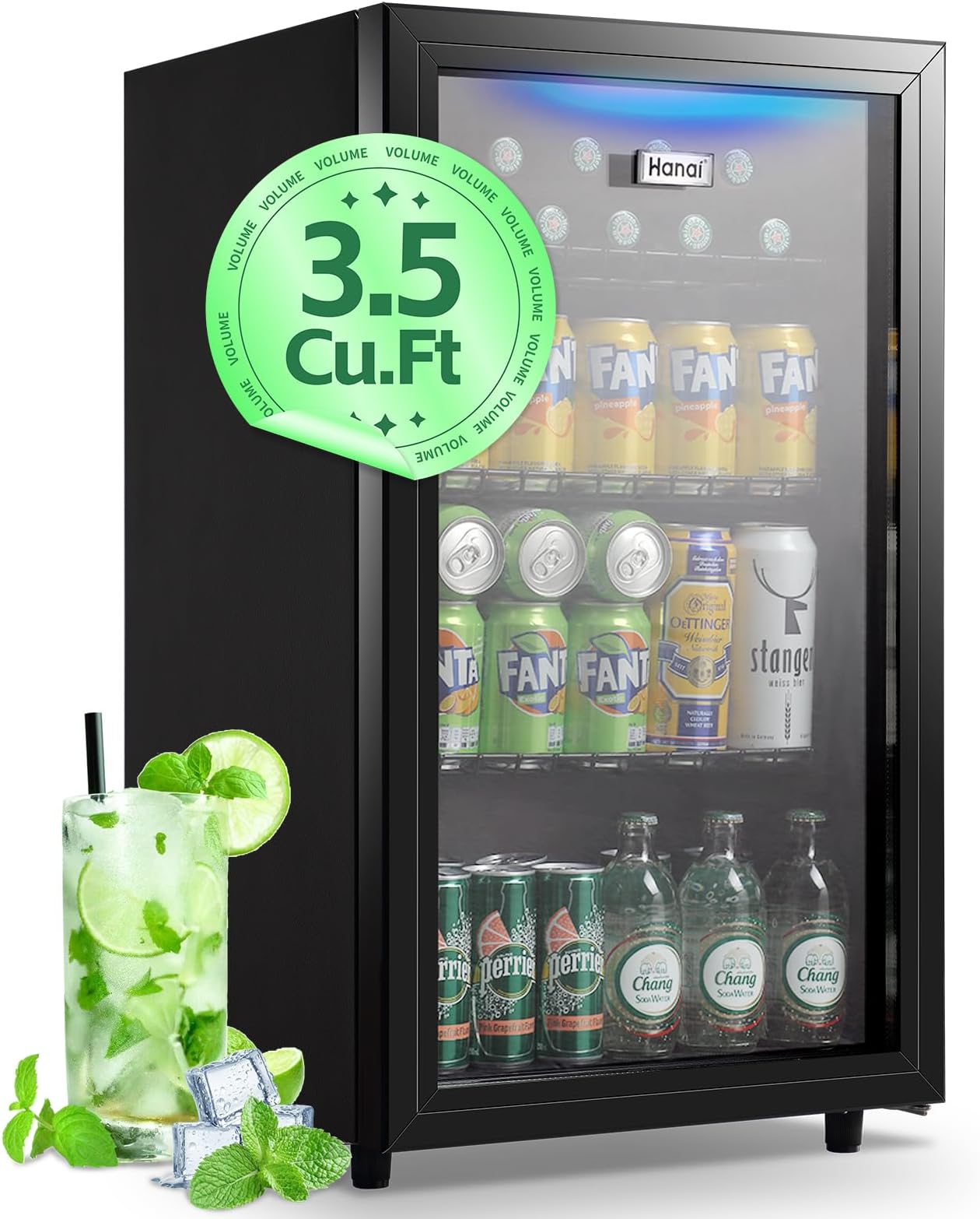 Amazon.com: Feelfunn 3.2 Cu.Ft Mini Fridge with Glass Door - 126 Can ...