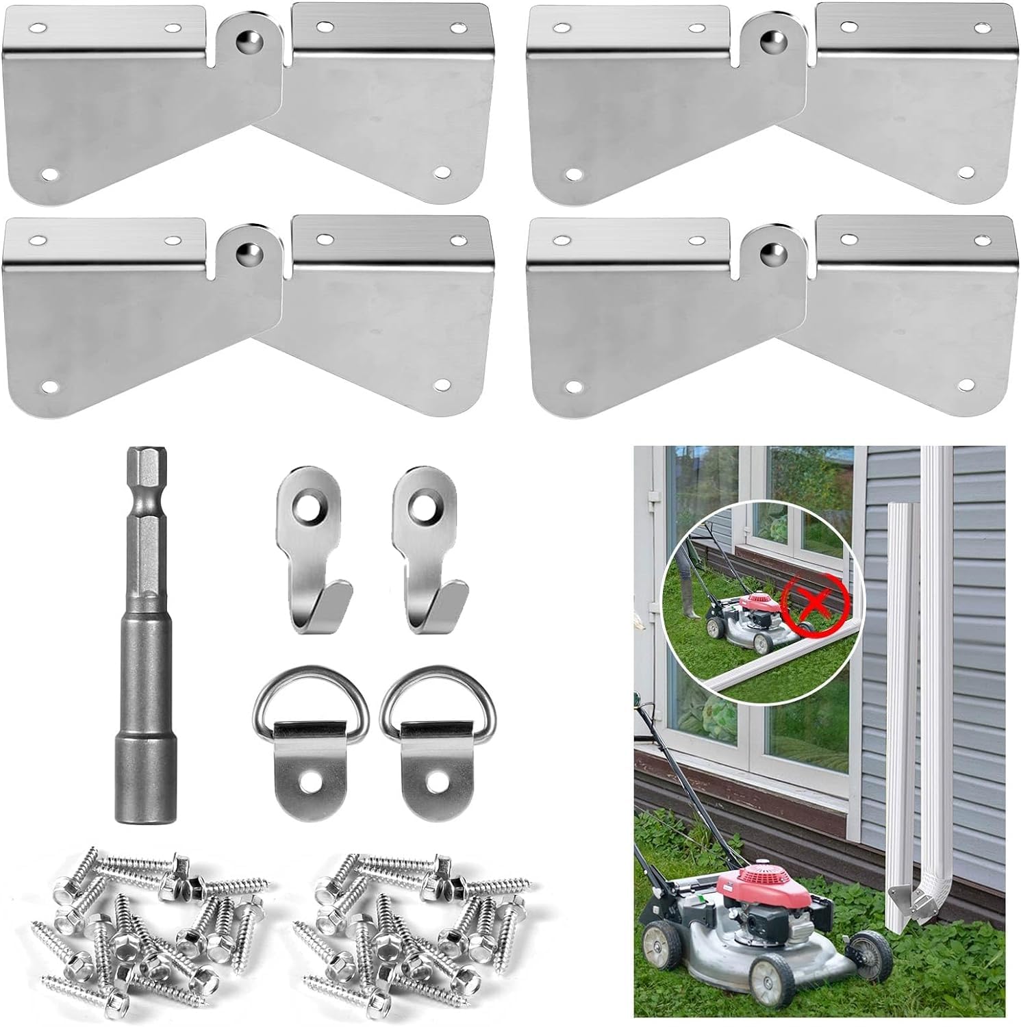 Lipshome 2-Piece Set of 4 Gutter Extension Hinge, Includes Water Pipe ...