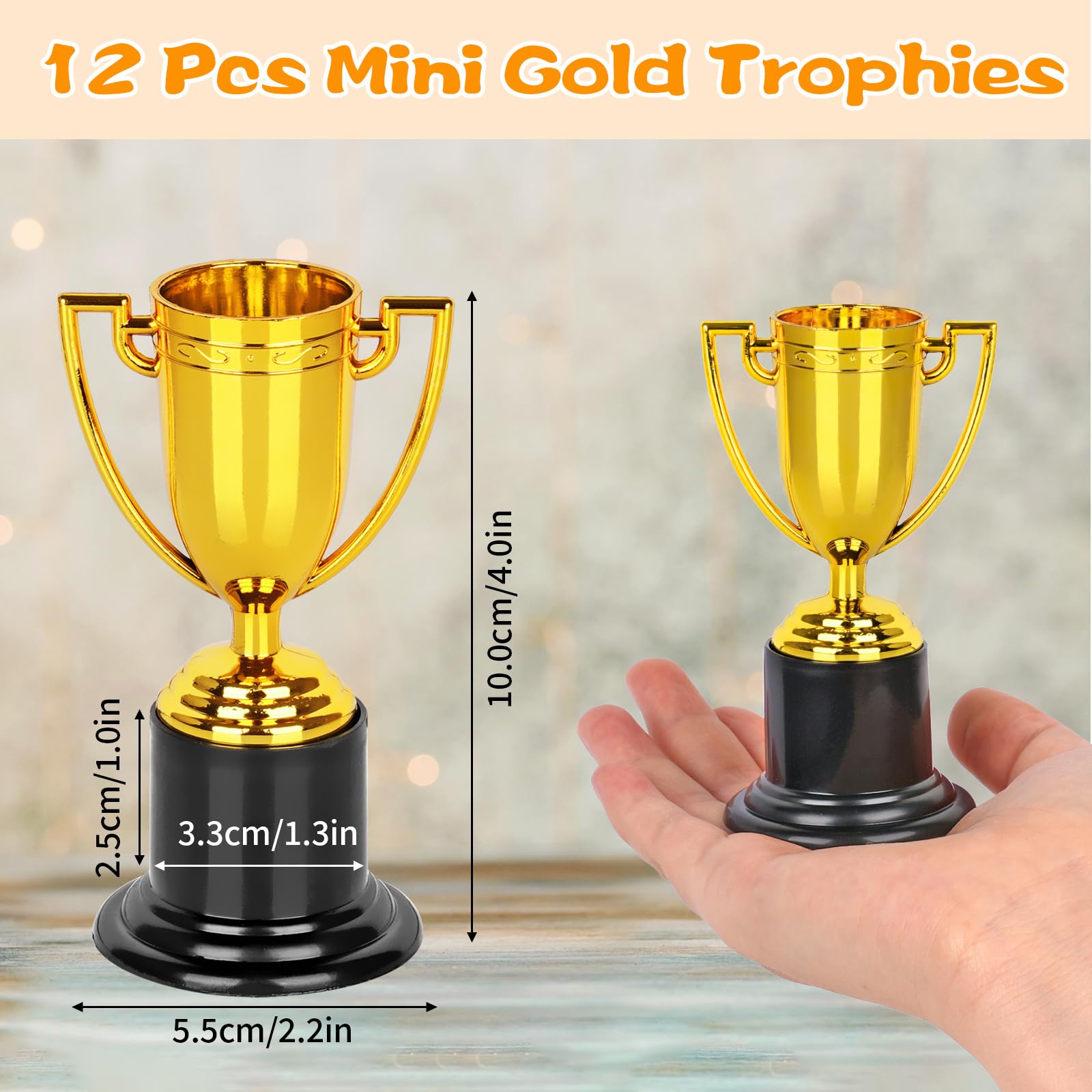 Snapklik.com : Mini Trophies, 12 Pack Gold Trophy Award, Plastic ...