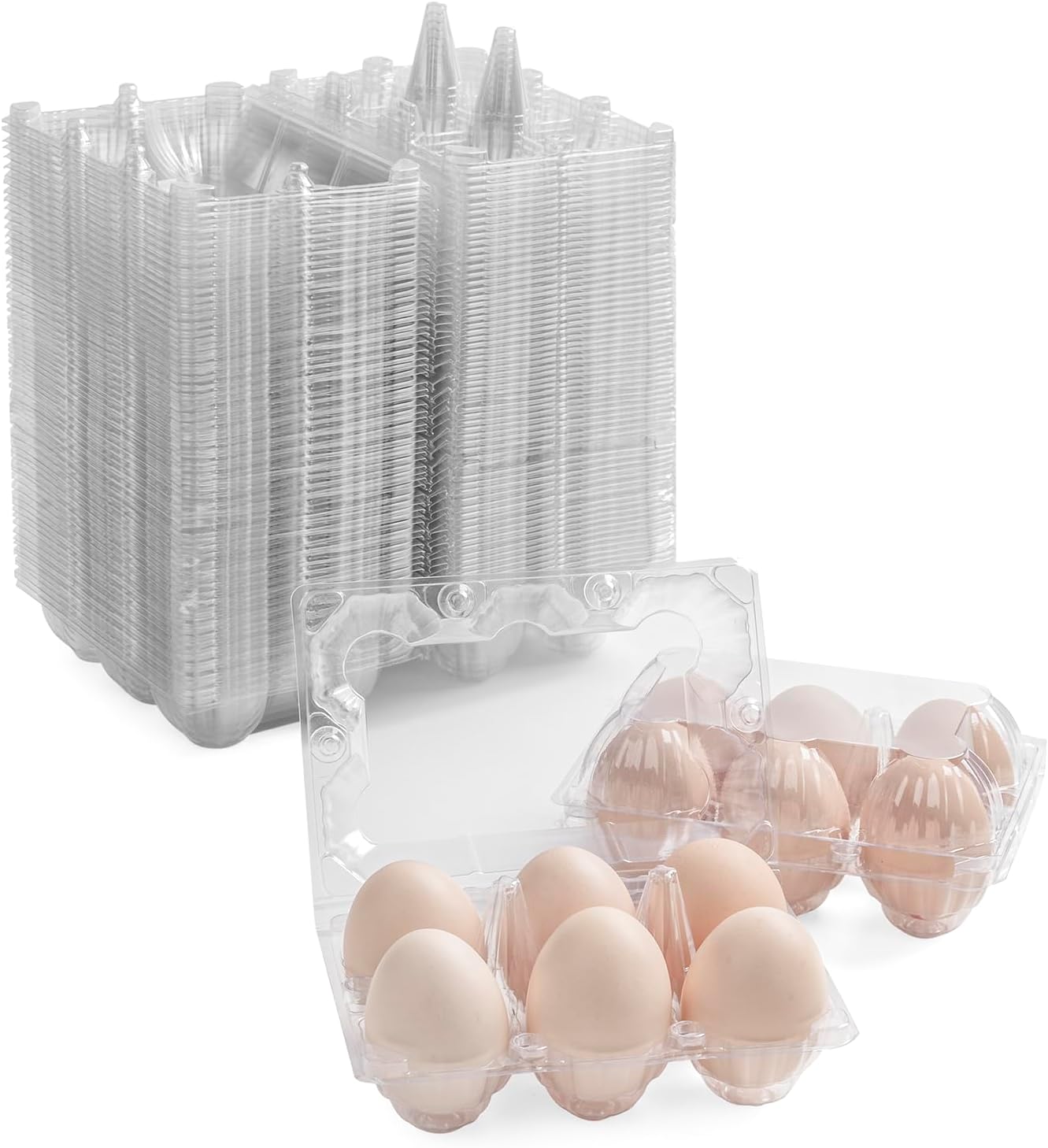 Amazon.com: FUNSUEI 120 Pack 6 Eggs Clear Plastic Egg Cartons Bulk ...