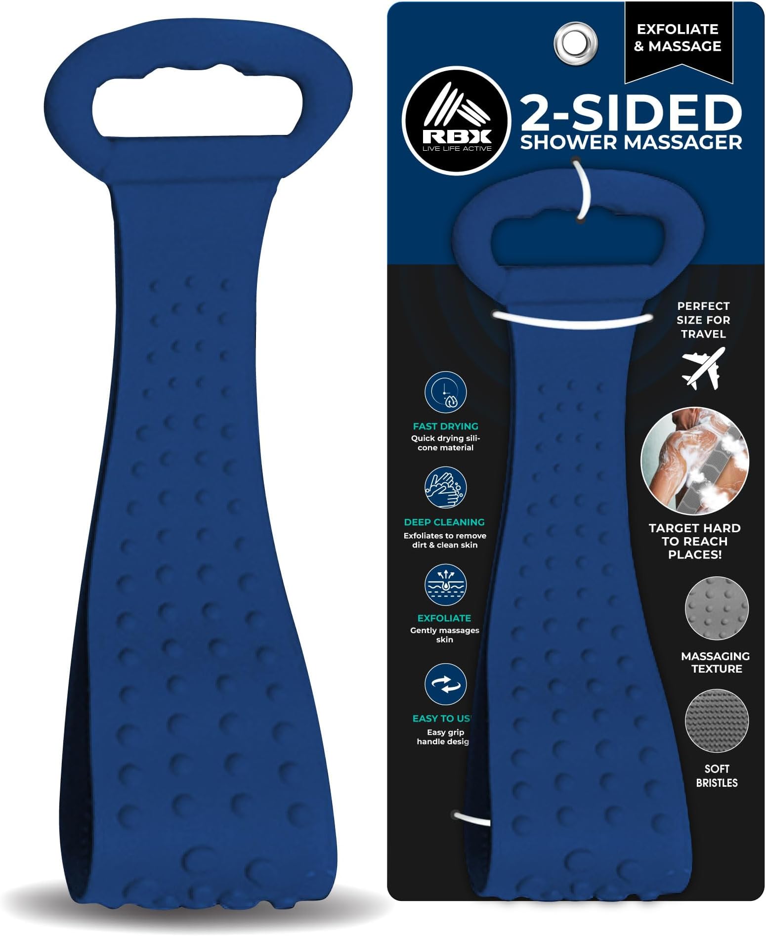 Amazon.com : RBX Silicone Back Scrubber for Shower, 2 Handle Body ...